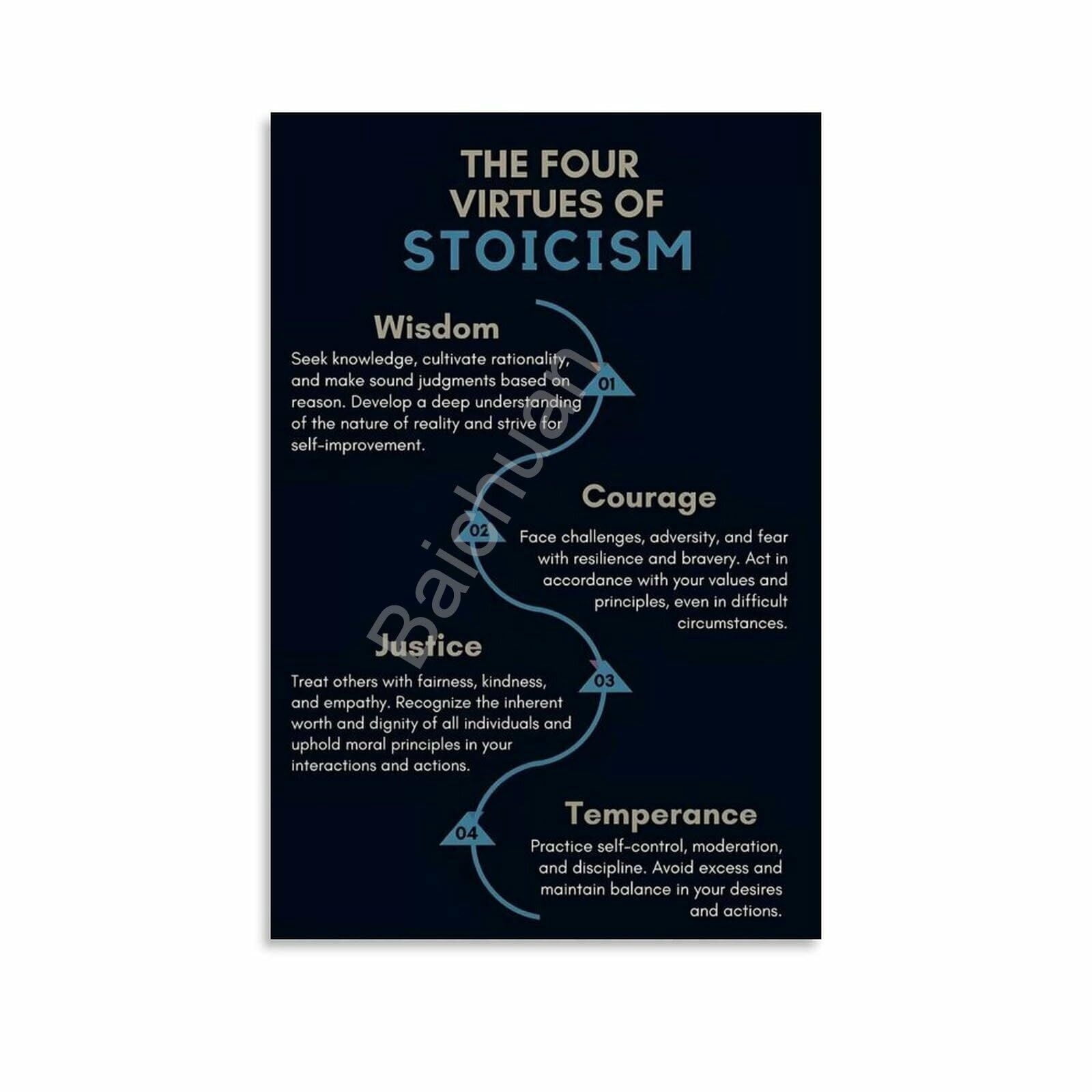 Stoic Virtues Poster The 4 Pillars of Stoicism Wall Art (2) Canvas ...