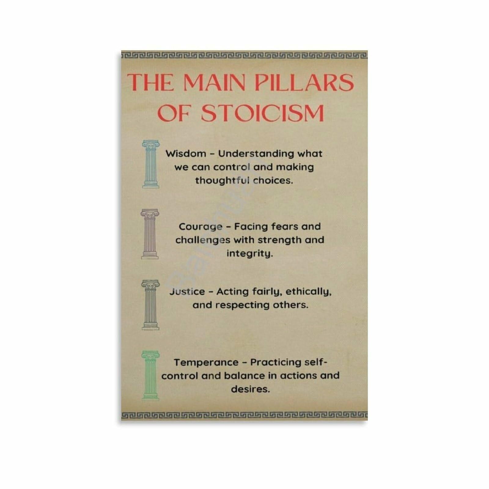 Stoic Virtues Poster The 4 Pillars of Stoicism Wall Art (3) Canvas ...