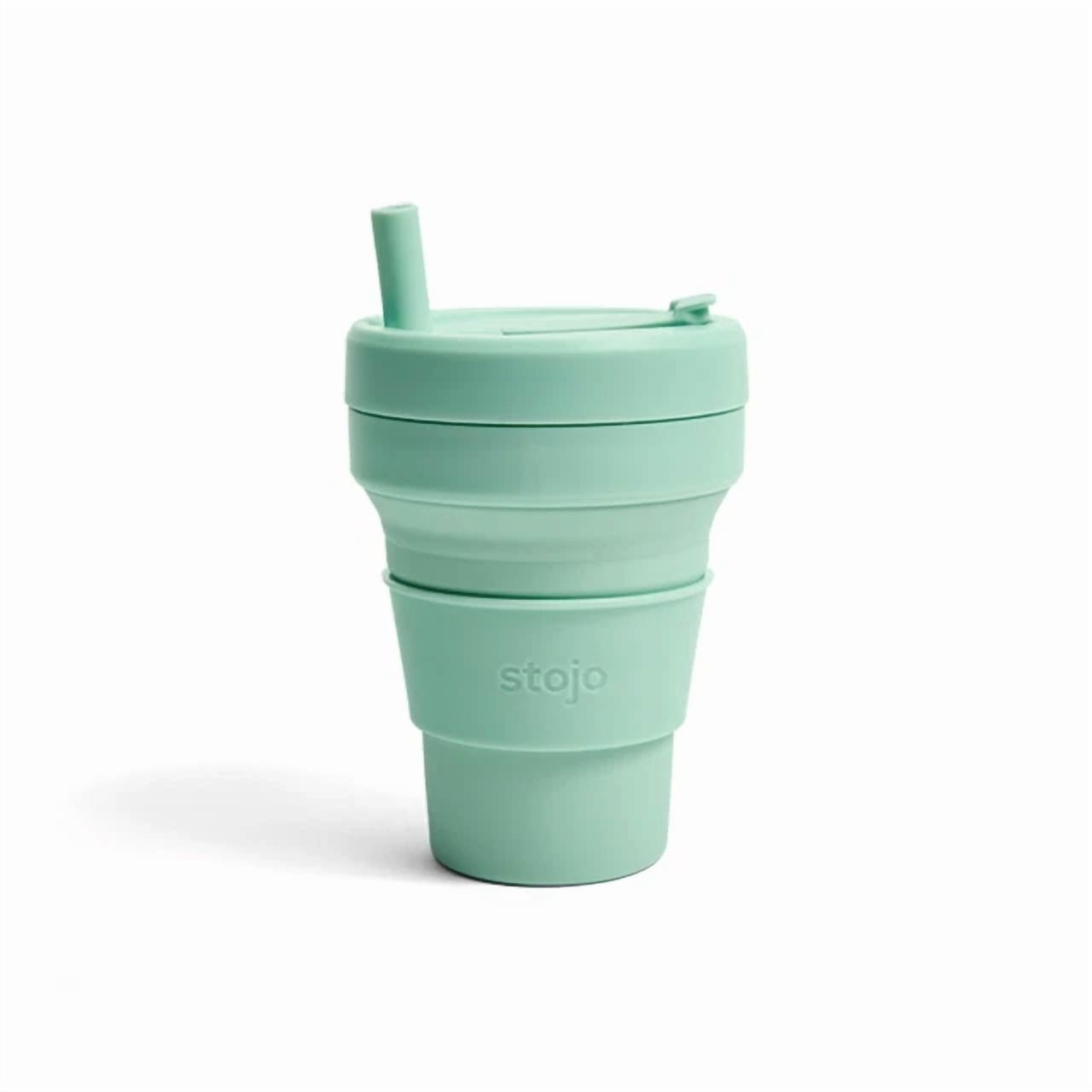 Stojo Collapsible Travel Cup With Straw 16Oz - Seafoam - Walmart.com