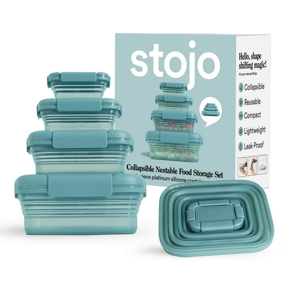 Stojo Nestable Collapsible Food Storage Container -Set of 4,Eucalyptus ...