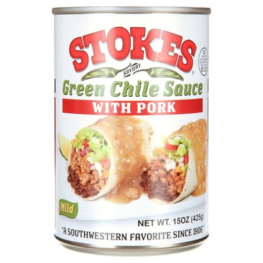 (3 pack) Stokes Green Chile Sauce with Pork & Jalapenos, Hot, 15 oz Can ...