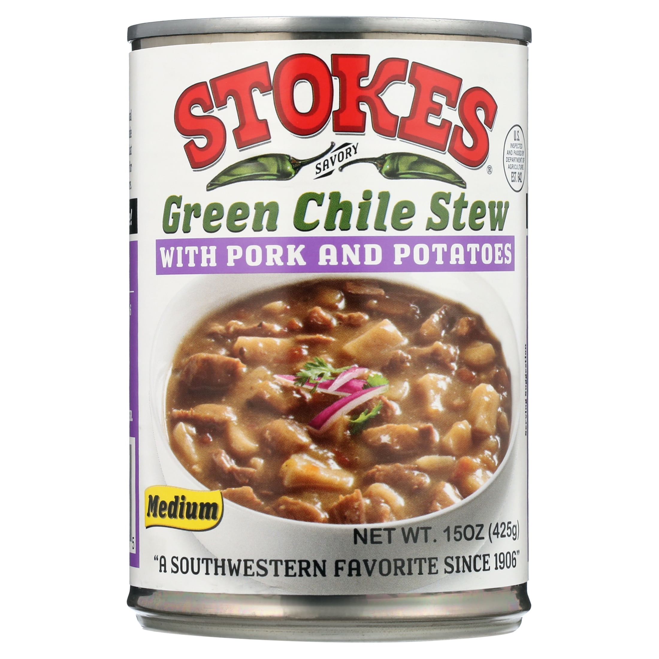 Stokes Green Chile Stew with Pork and Potatoes, Medium, 15 oz Can ...