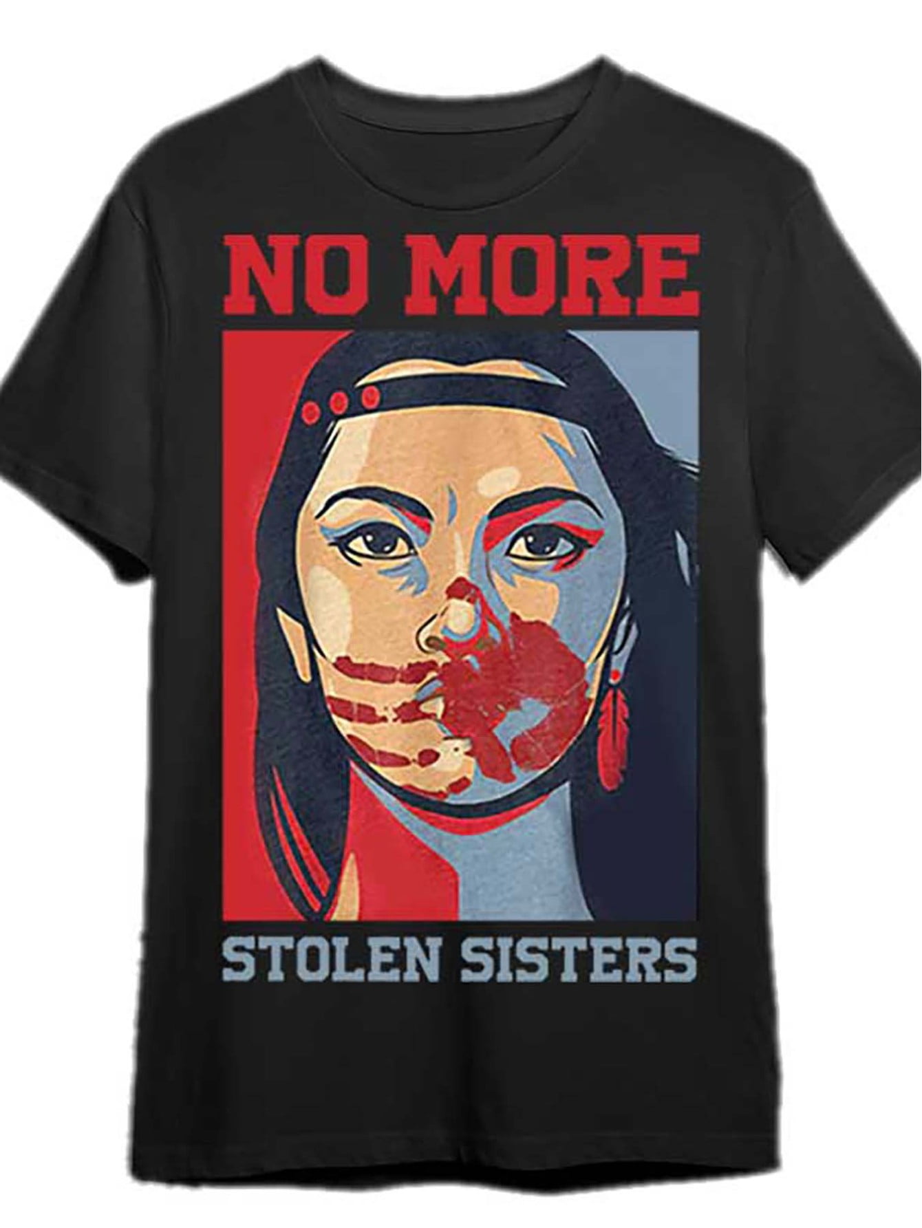 No More Stolen Sisters Graphic T-Shirt, Crew Neck Tee, Casual Style with Medium Stretch, Solid ...