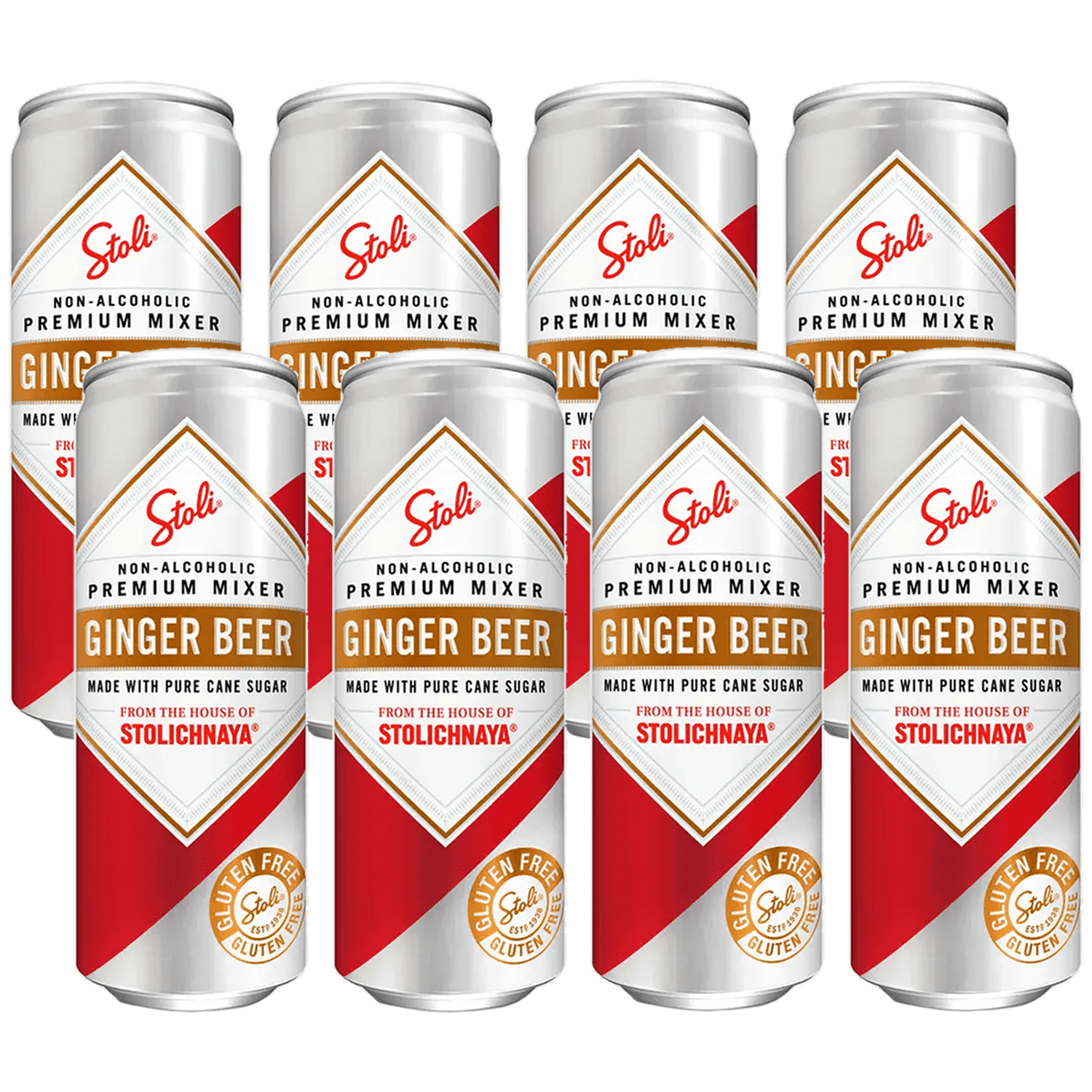Stolichnaya Non-Alcoholic Ginger Beer - Crafted with Pure Cane Sugar, Gluten-Free, 12oz Cans ...