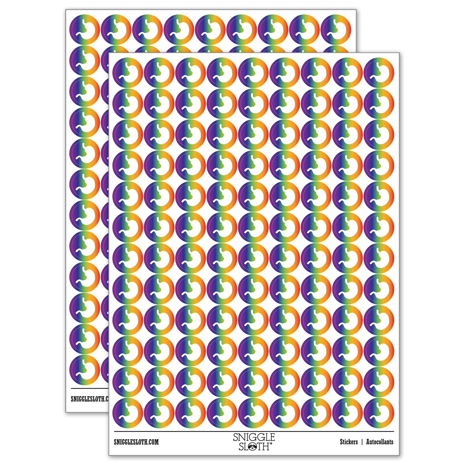 Stomach Anatomy Organ Body Part 200+ Round Stickers - Rainbow - Gloss ...