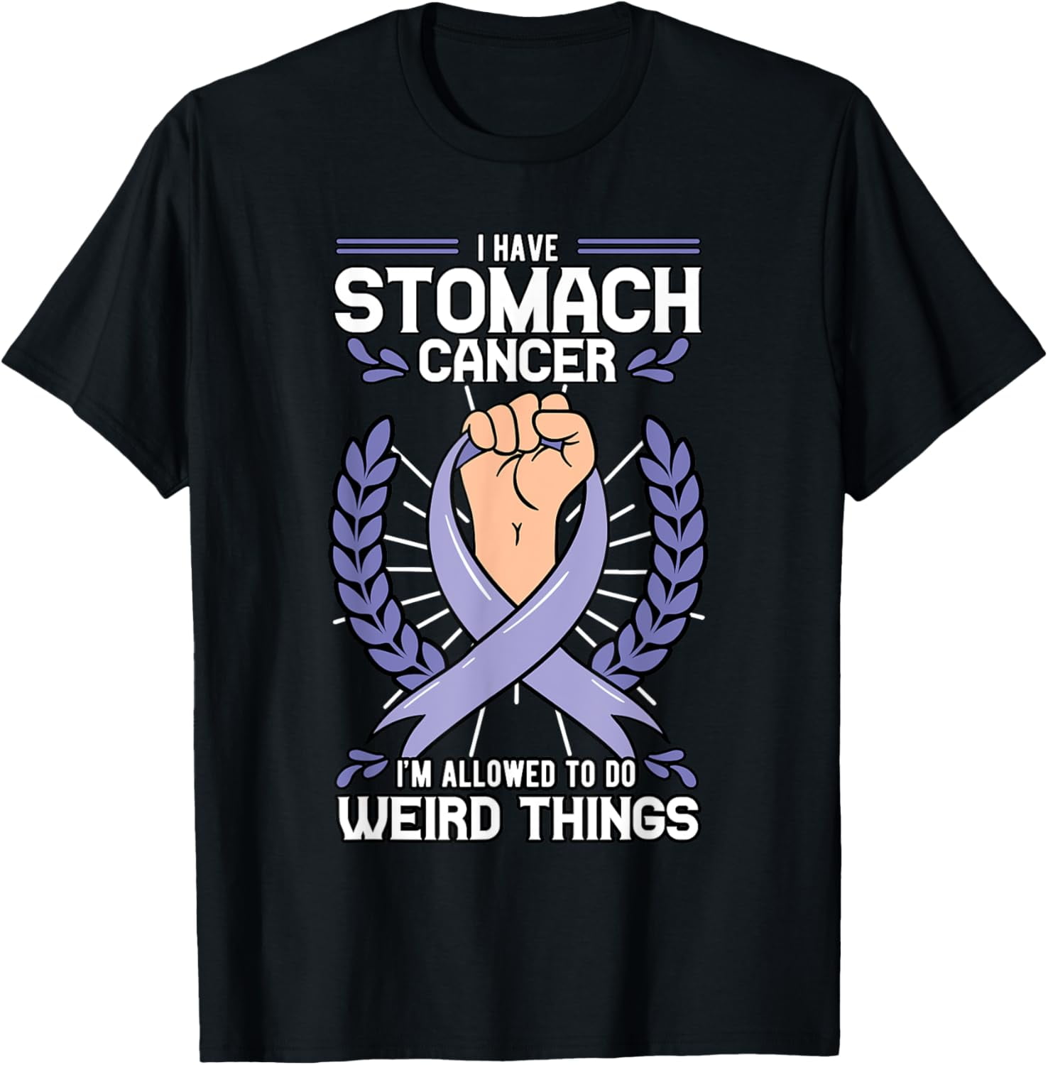 Stomach Cancer Awareness Periwinkle Ribbon Gastric Warrior T-Shirt ...