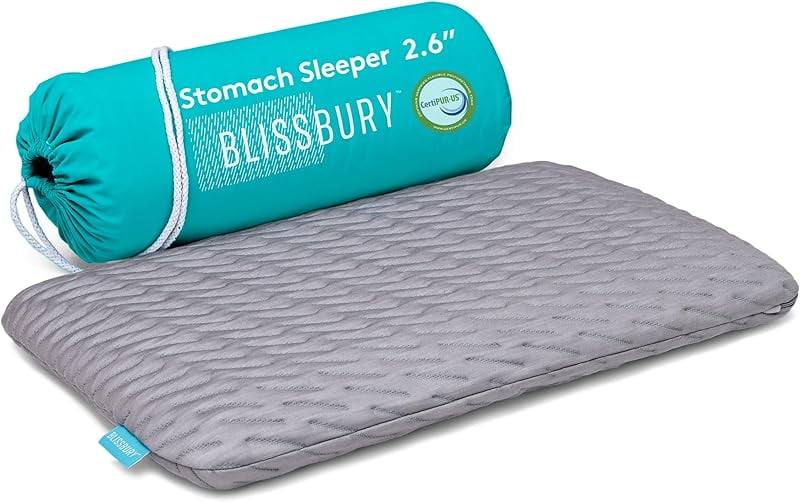 Stomach Sleeping Pillow – Ultra Thin 2.6" Memory Foam for Neck and ...