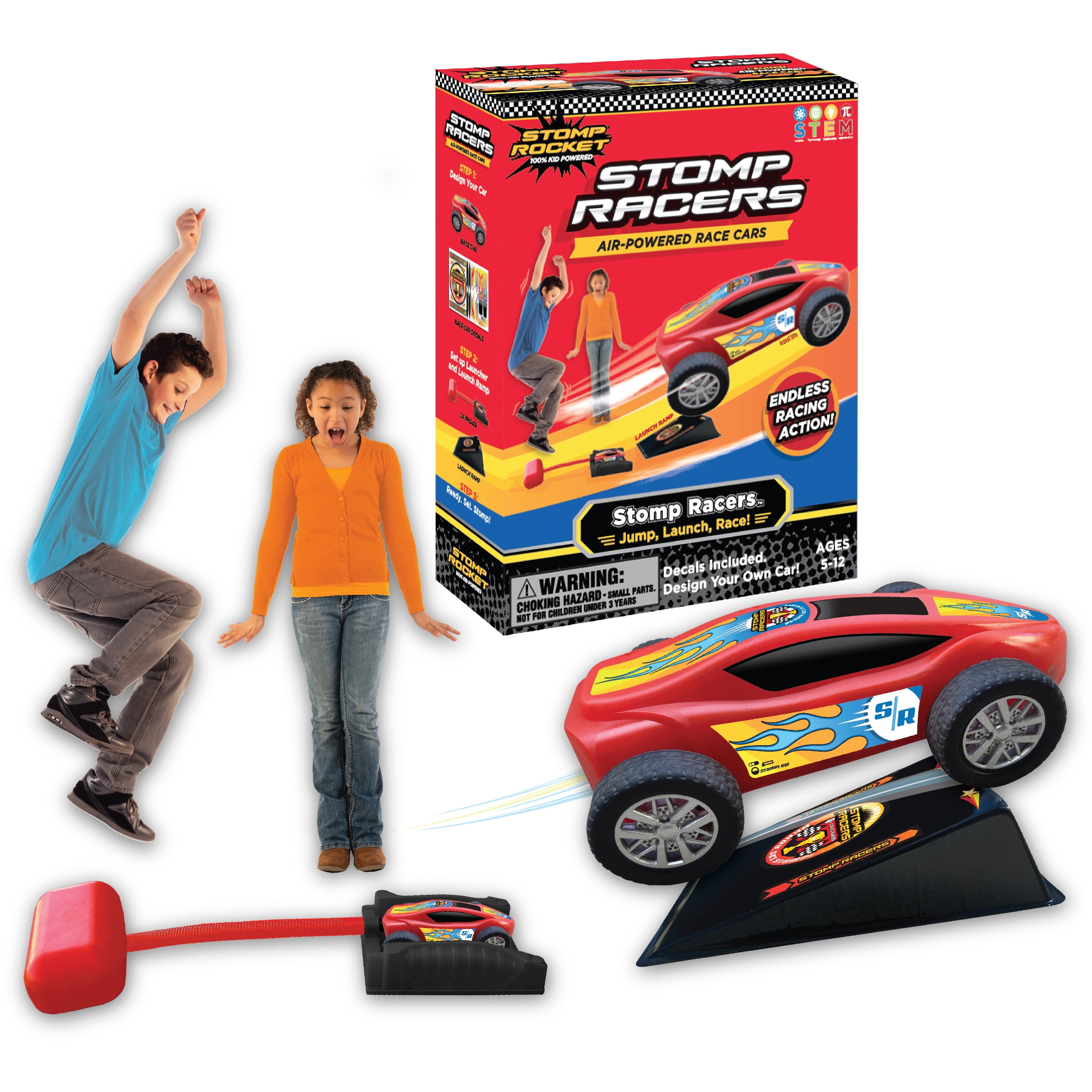 Stomp Rocket Indoor Launcher Stomp Racers - Air Powered Toy Cars for ...