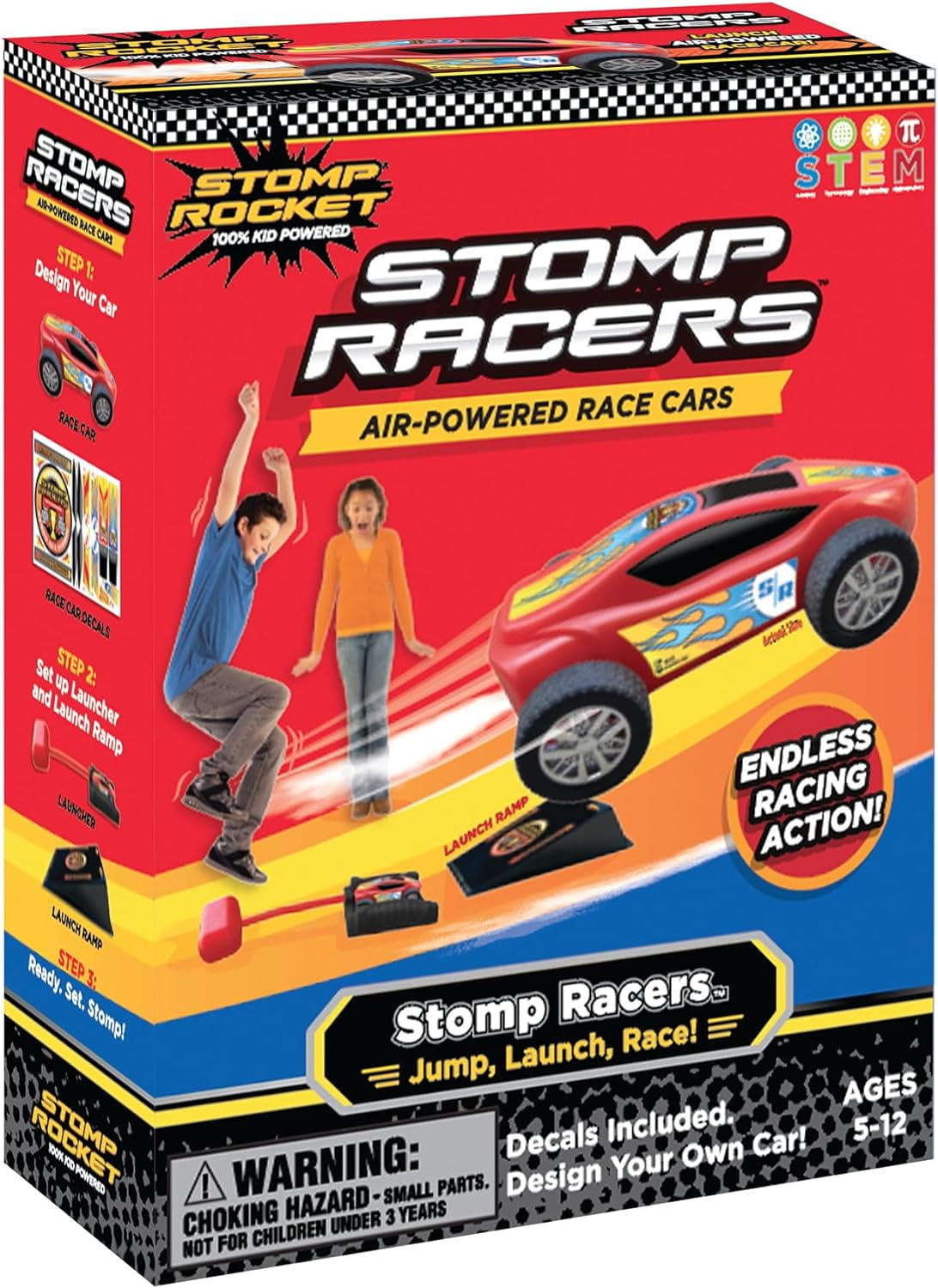 Stomp Rocket Indoor Launcher Stomp Racers - Air Powered Toy Cars for ...