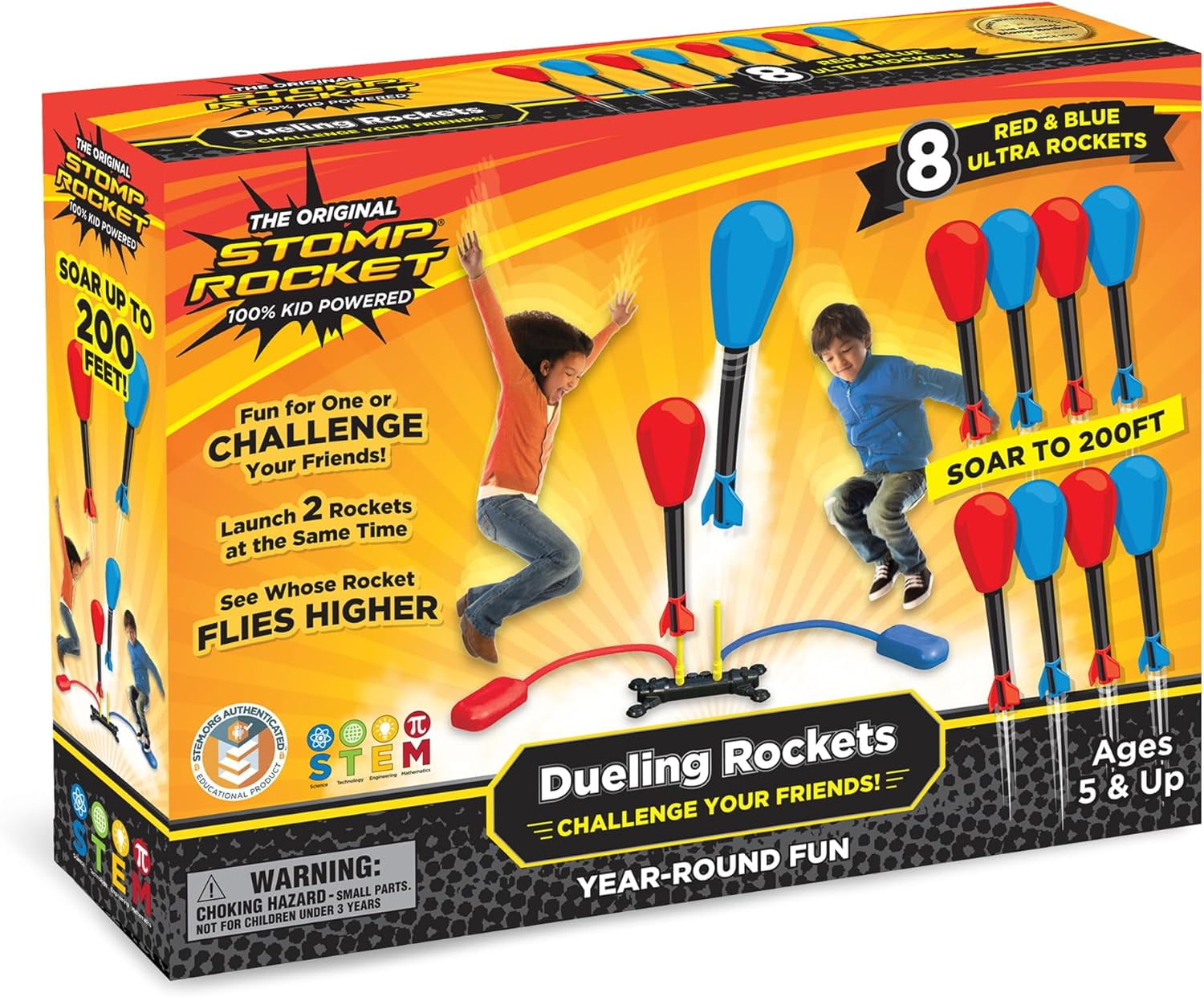 Stomp Rocket® Toy Dueling Rocket Launcher for Kids, Soars 200 Ft, 8 ...
