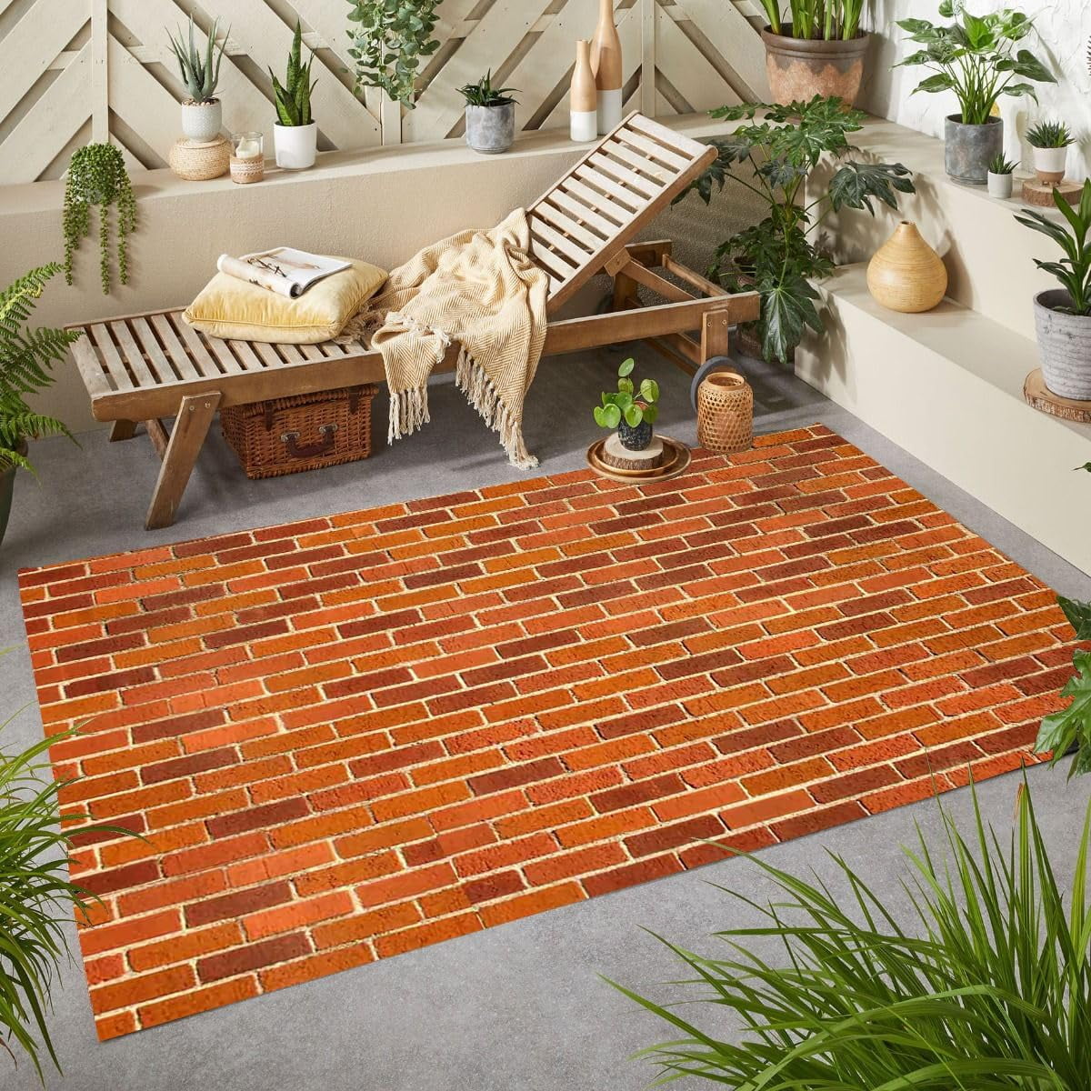 Stone 3D Texture Modern Outdoor Rug for Deck Porch Patio Balcony ...