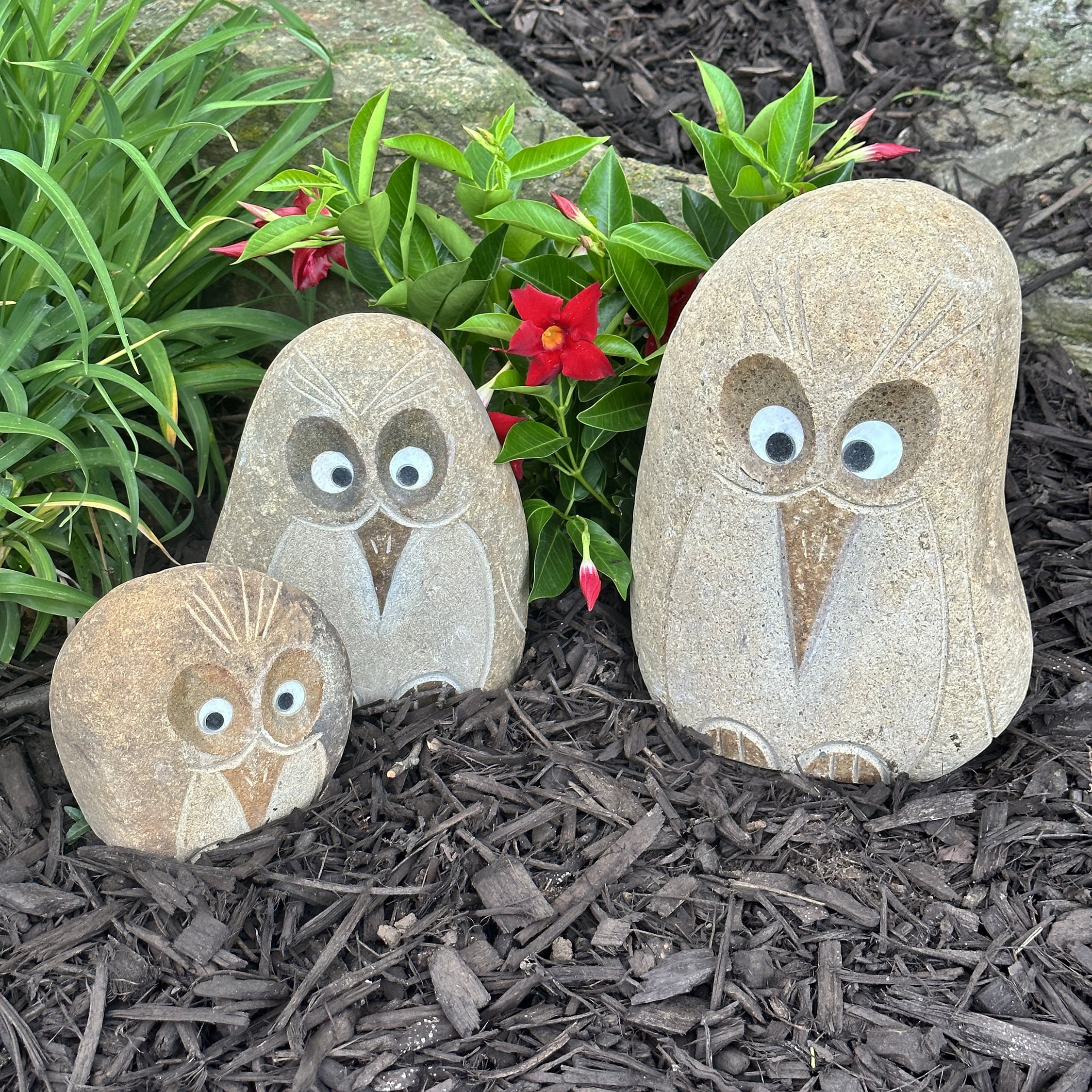 Stone Age Creations Family of Boulder Angry Birds 3 Pcs 6" 8" 12 ...