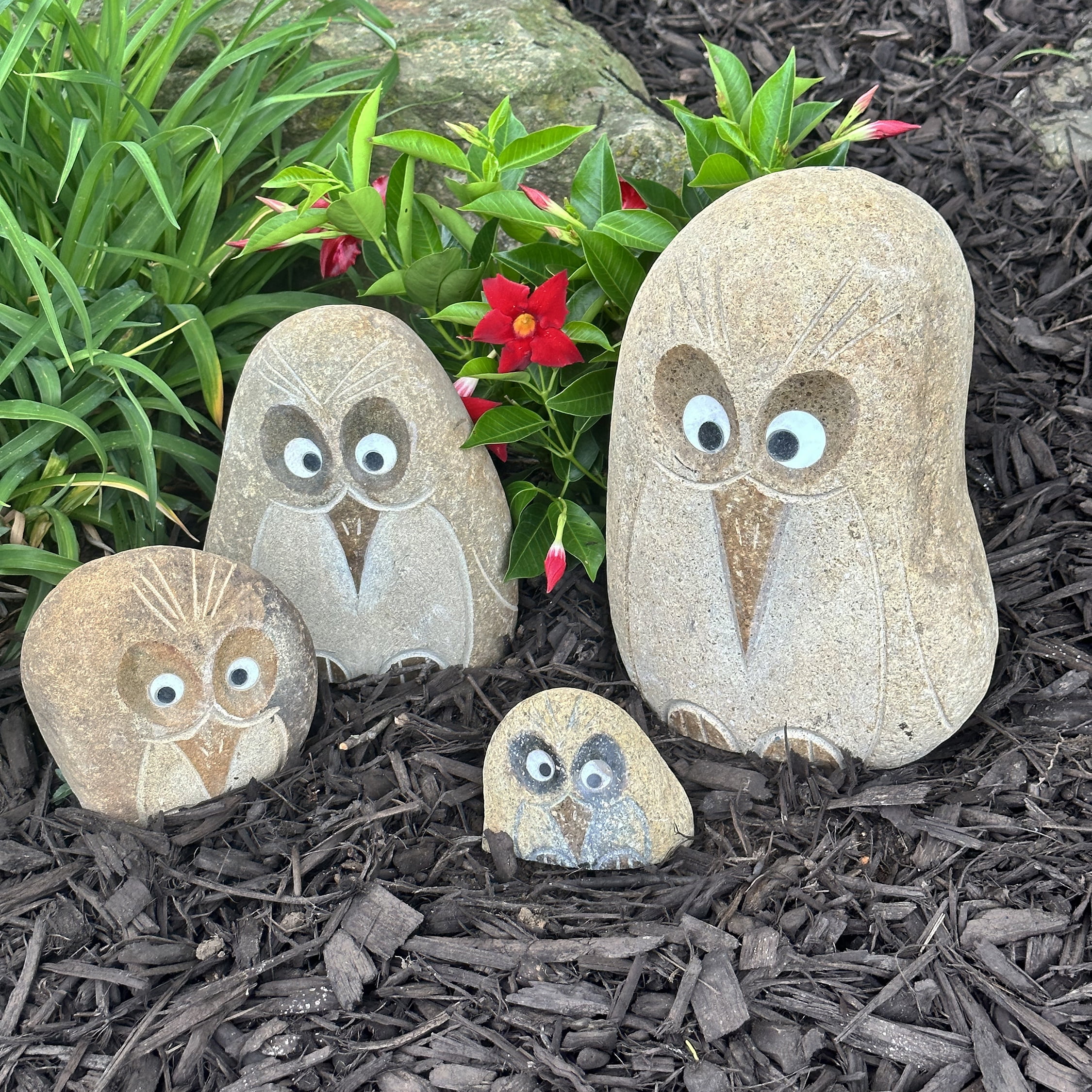 Stone Age Creations Family of Boulder Angry Birds 4 Pcs 4" 6" 8" 12 ...
