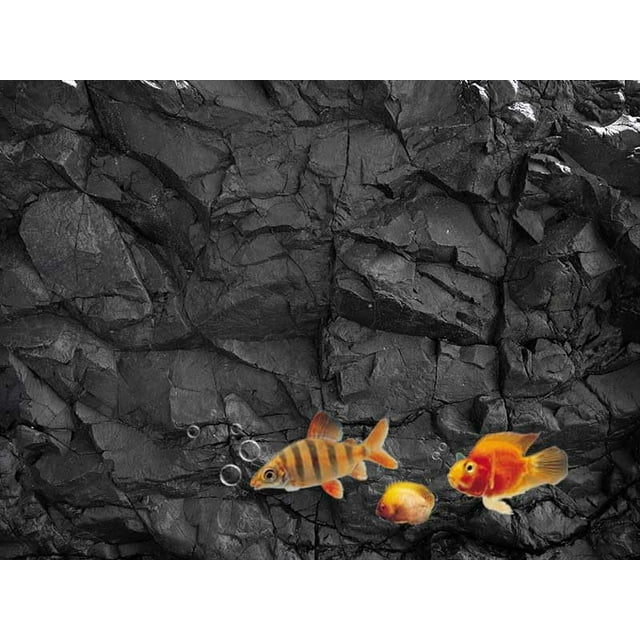 Stone Aquarium Background, Black Rock Reptile Habitat Underwater Fish ...