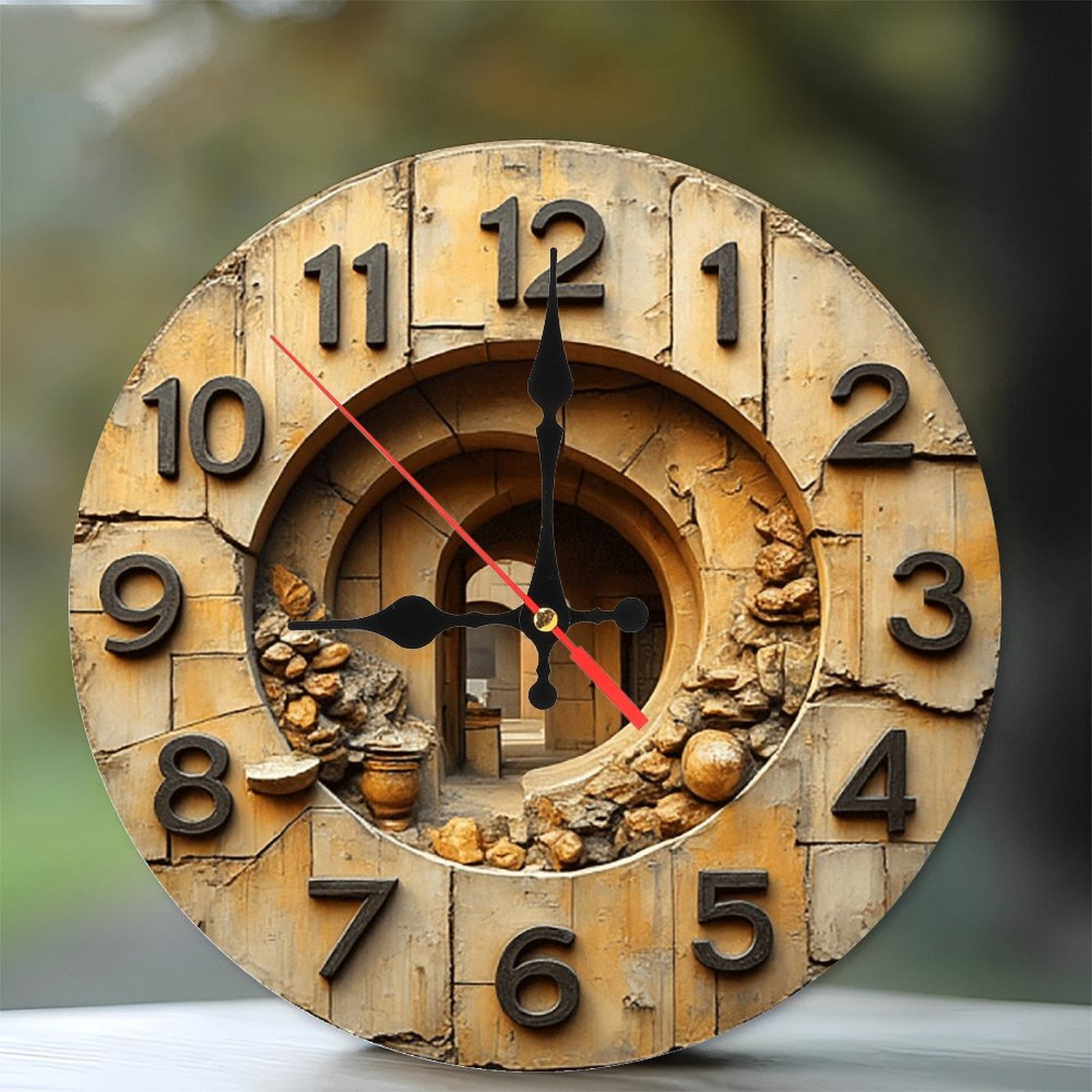 Stone Arch Clock Wall Decor Vintage Style Home Decor 10-Inch Silent ...