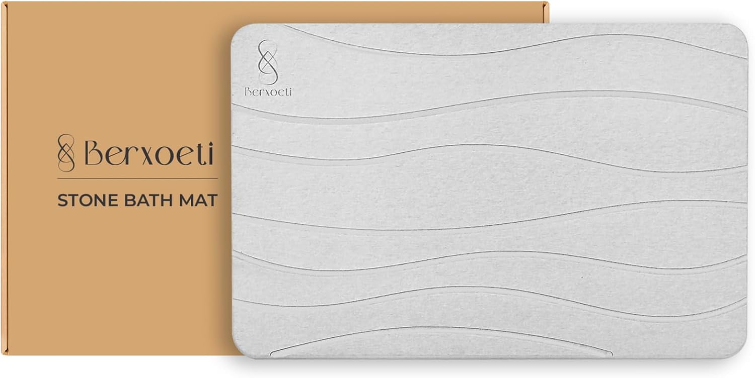Stone Bath Mat, Diatomaceous Earth Bath Mat Stone - Ultra Quick Drying ...