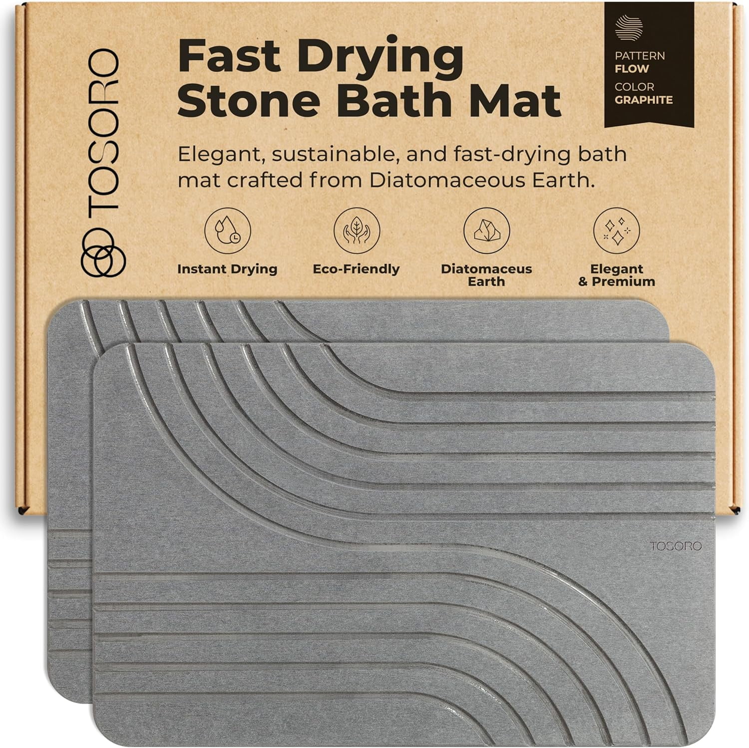 Stone Bath Mat, Diatomaceous Earth Non-Slip Stone Shower Mat - Quick ...