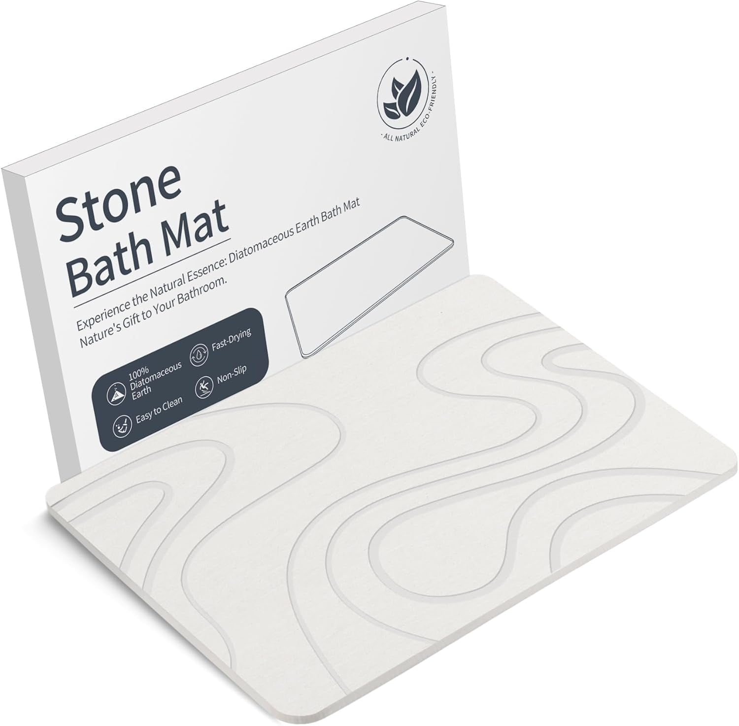 Stone Bath Mat Diatomaceous Earth Shower Mat Non-Slip Super Absorbent ...