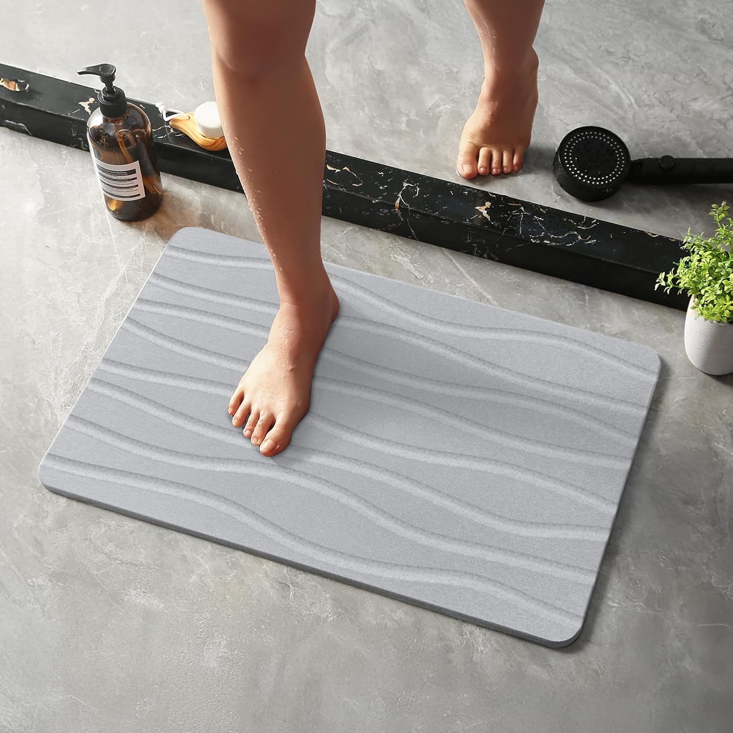 Stone Bath Mat, Dries Quickly, Non-Slip Diatomaceous Earth Bath Mats ...