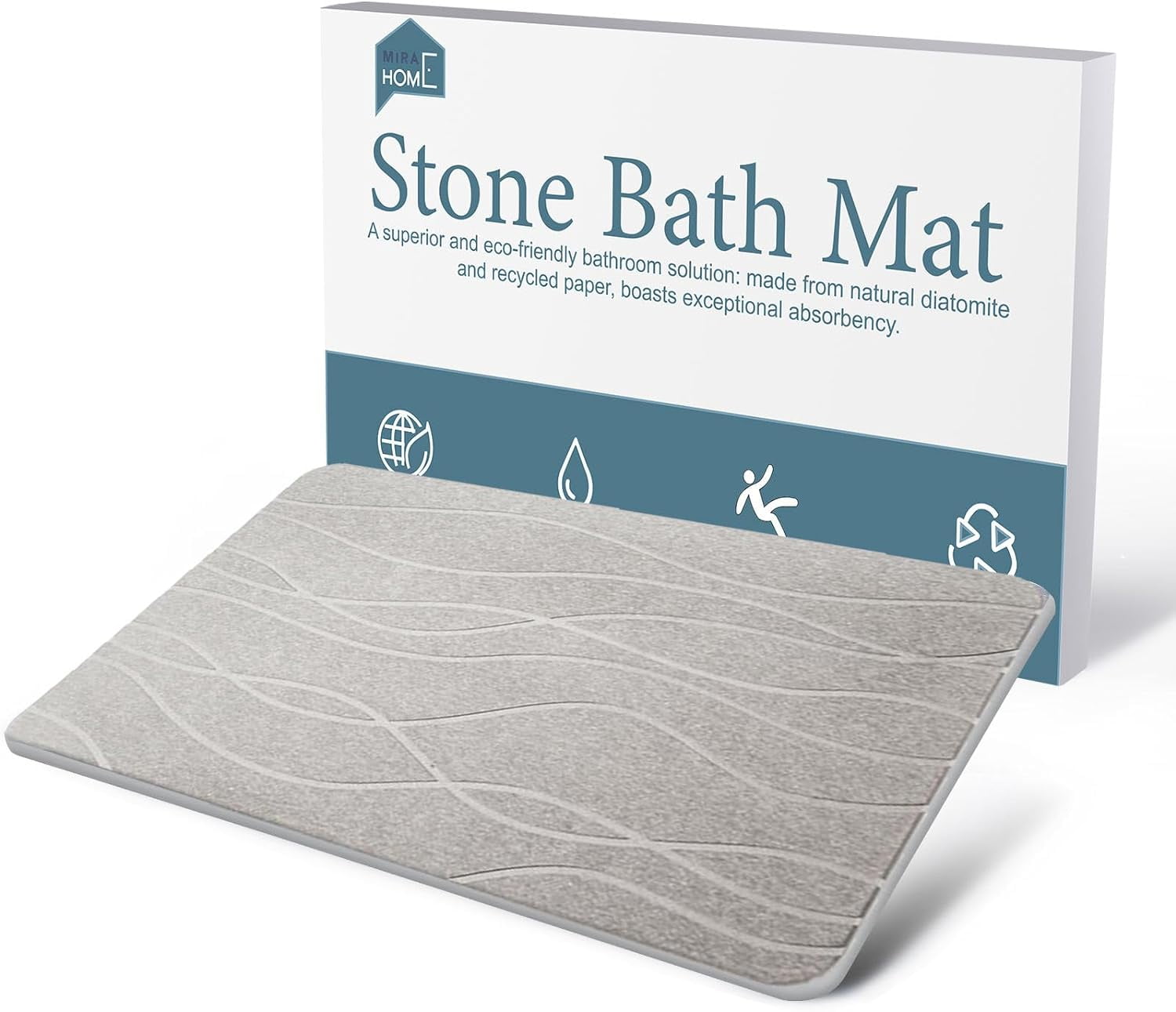 Stone Bath Mat, Non-Slip Diatomaceous Earth Shower Mat, Fast Drying ...