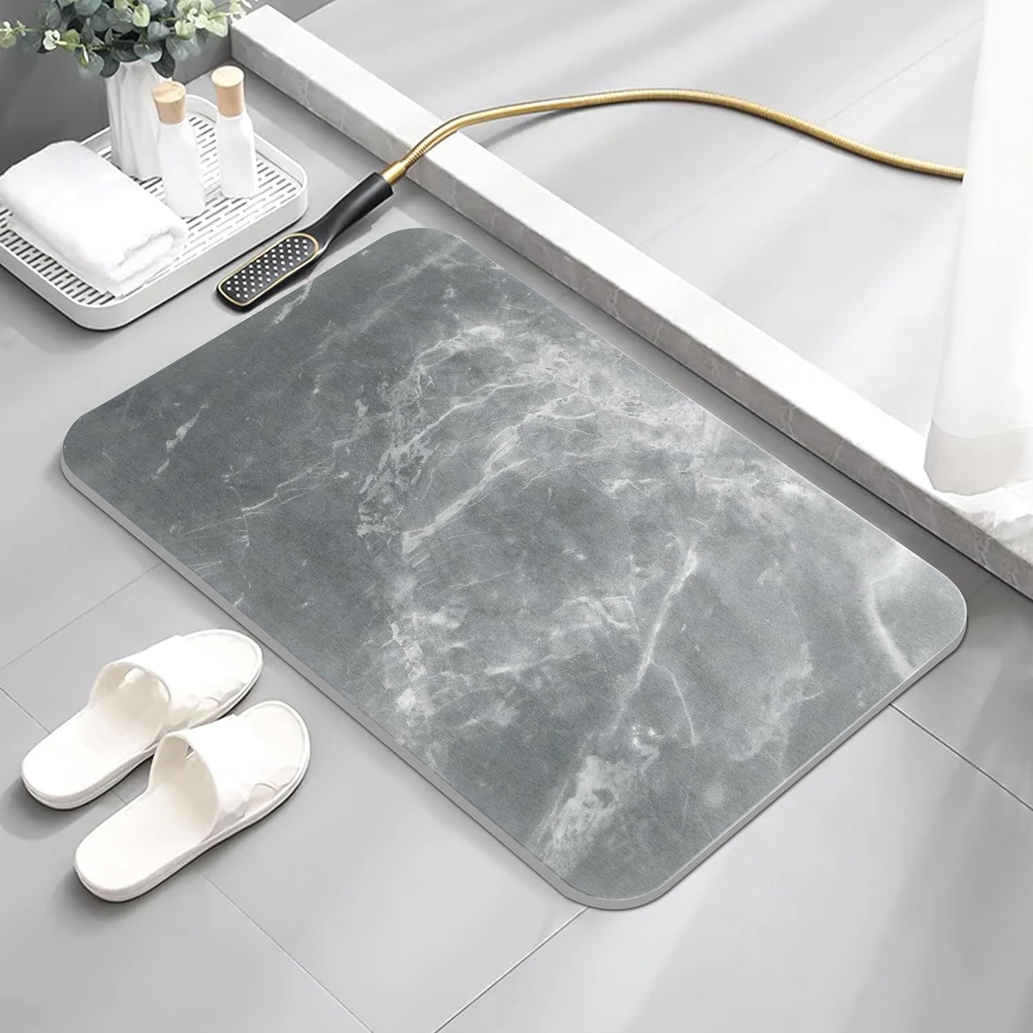 Stone Bath Mat, Super Absorbent Diatomaceous Earth Bath Mat, Non-Slip ...