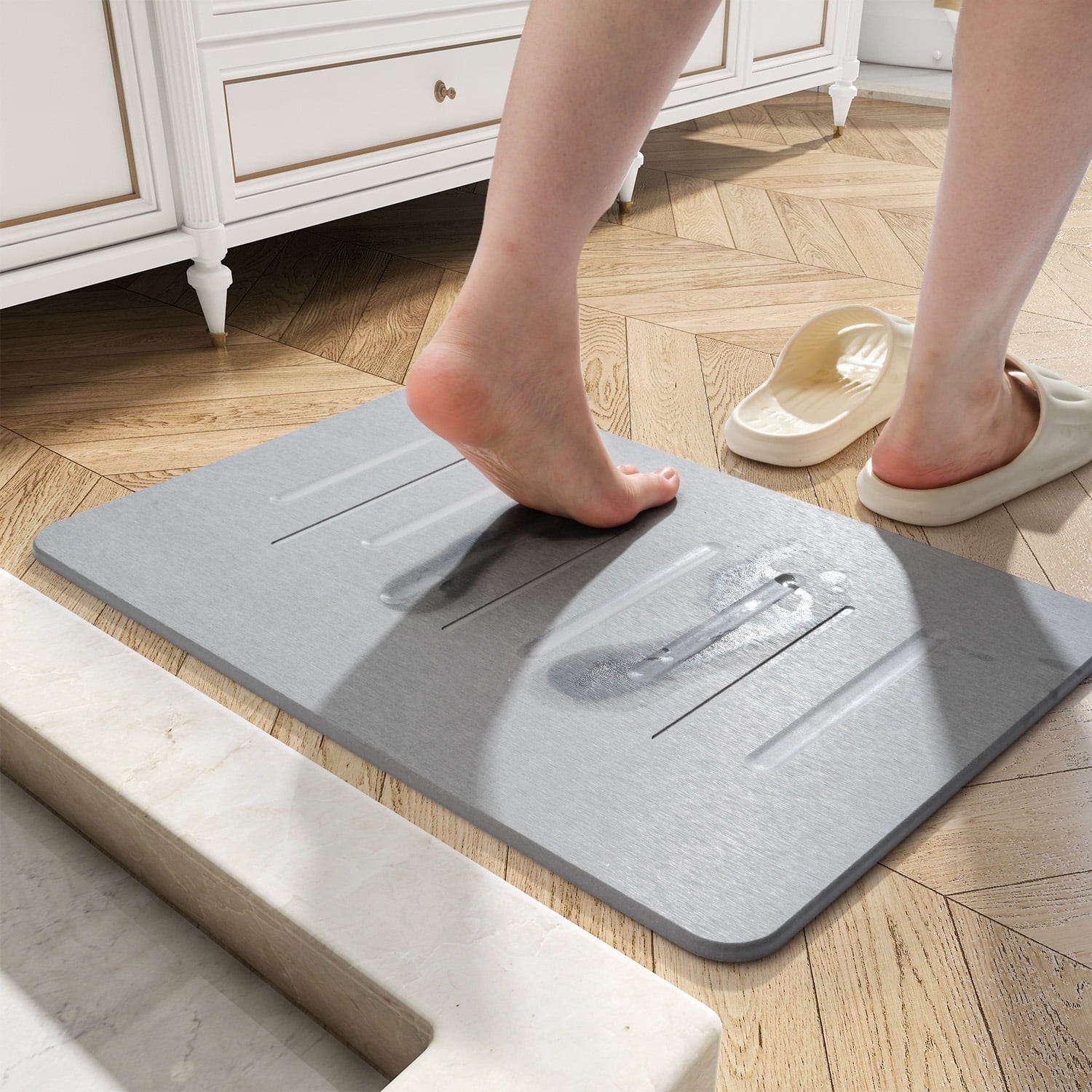 "Ultra Absorbent, Fast Drying, Easy to Clean, Non-Slip Stone Bath Mat ...