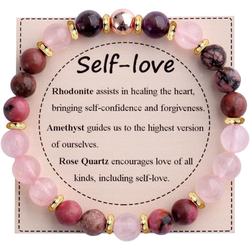 Stone Bead Bracelet for Women, Natural Gemstones Balance Protection ...