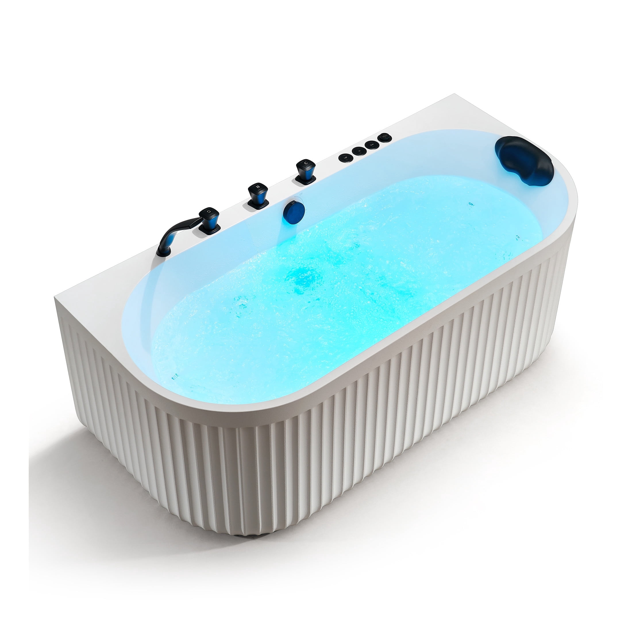 Stone Belle 67 in. Flatbottom Freestanding Whirlpool and Air Bathtub ...