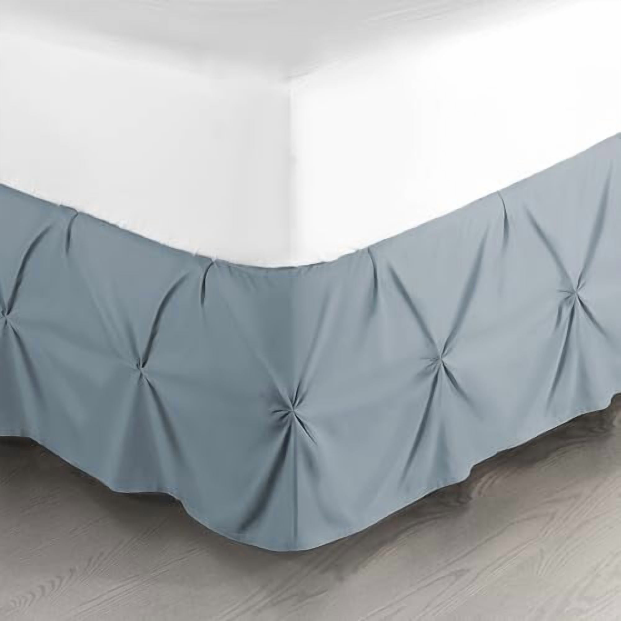 Stone Blue Bed Skirt Queen Size, Pinch Pleat Queen Bed Skirt, 14