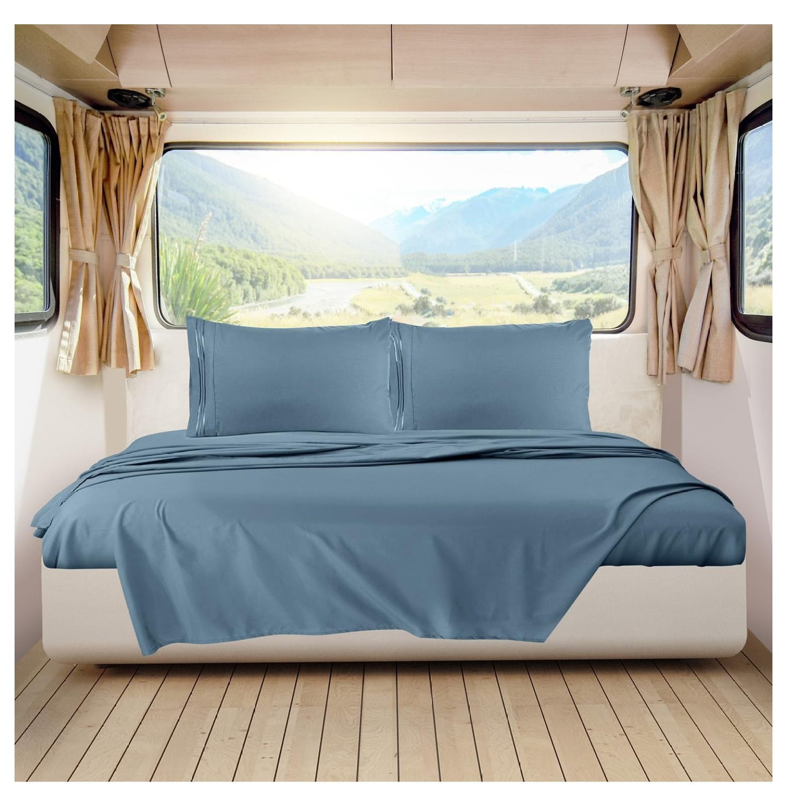 Stone Blue RV Queen Sheets – Super Soft RV Short Queen Sheets for RV ...