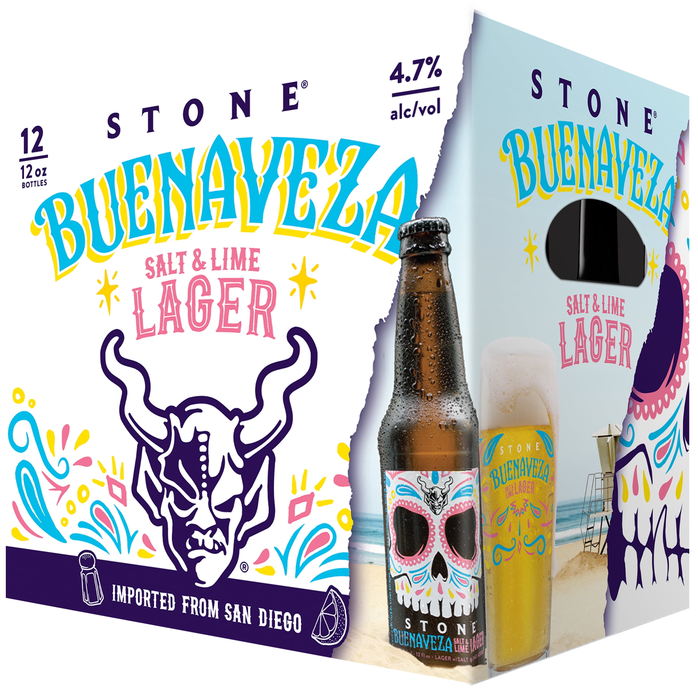 Stone Buenaveza Salt & Lime Lager Craft Lager Beer, 12 fl oz, 12 Pack ...