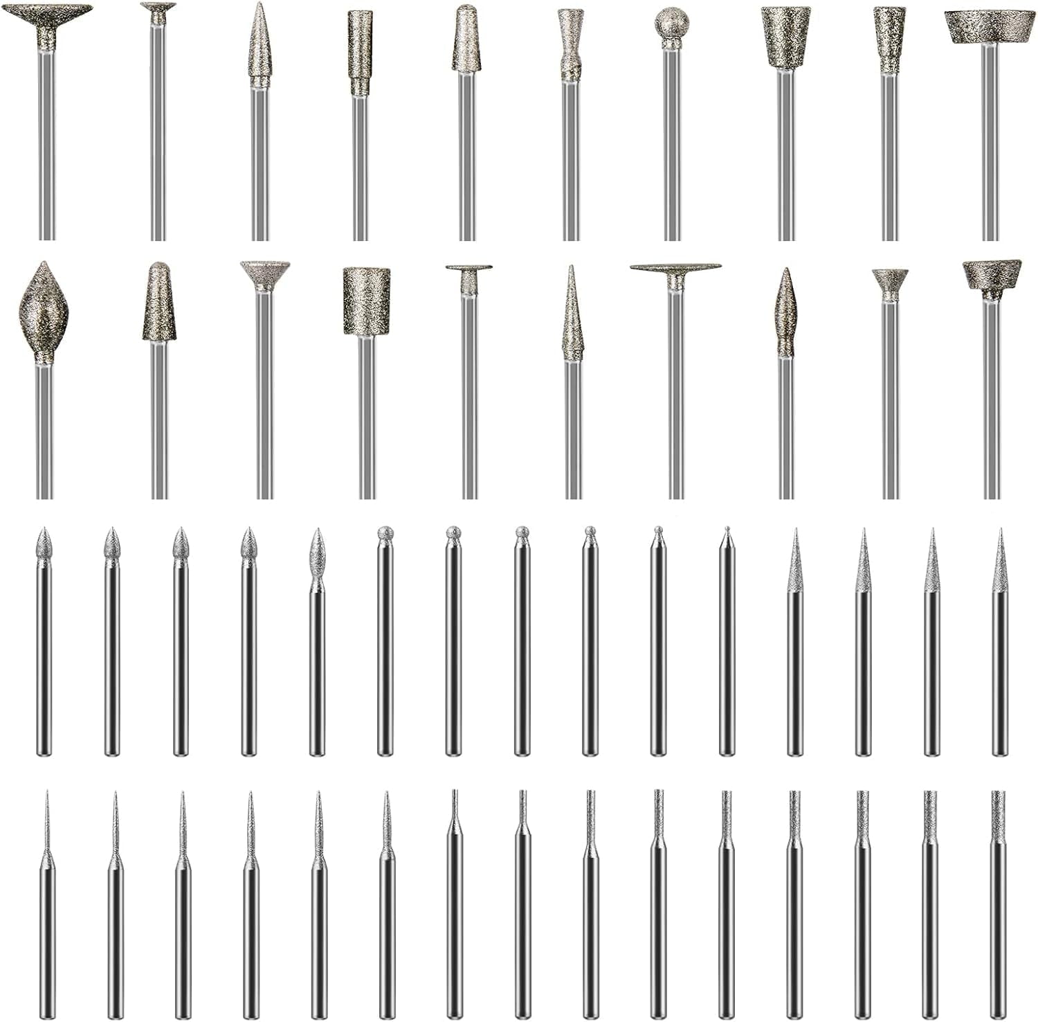 Stone Carving Set Diamond Burr Bits Compatible with Dremel, 50PCS ...