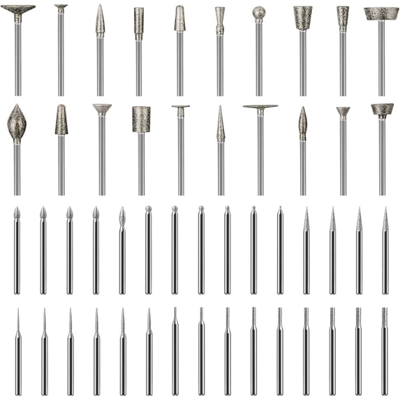 Stone Carving Set Diamond Burr Bits Compatible with Dremel, 50PCS ...