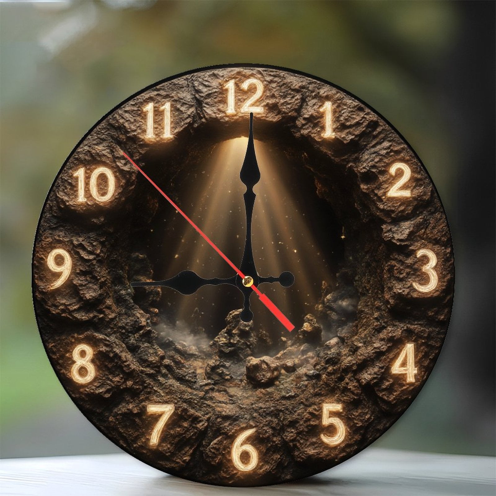 Stone Cave Clock Mysterious Glowing Numbers Wall Clock Home Decor 10 ...