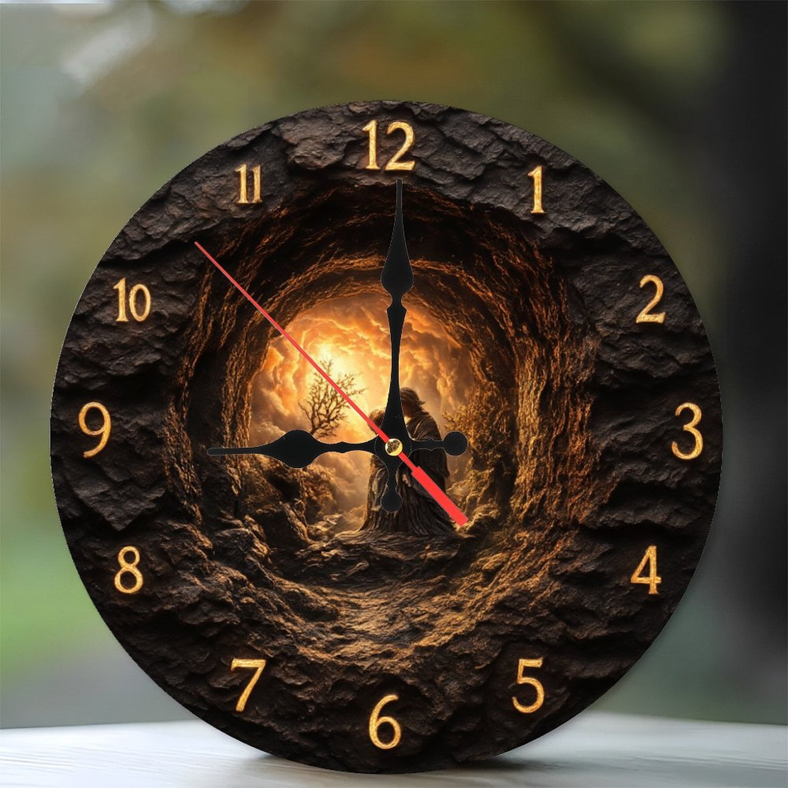 Stone Cave Mother Child Wall Clock Fantasy Art Decor 10-Inch Silent ...