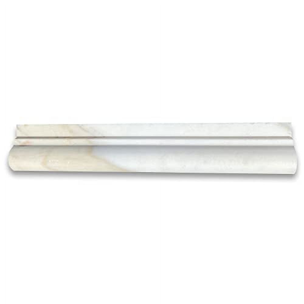 Calacatta Gold Marble 2x12 Chair Rail Bullnose Molding Honed Kitchen ...
