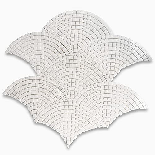 Stone Center Online Thassos White Marble Fish Scale Scallop Fan Pattern ...