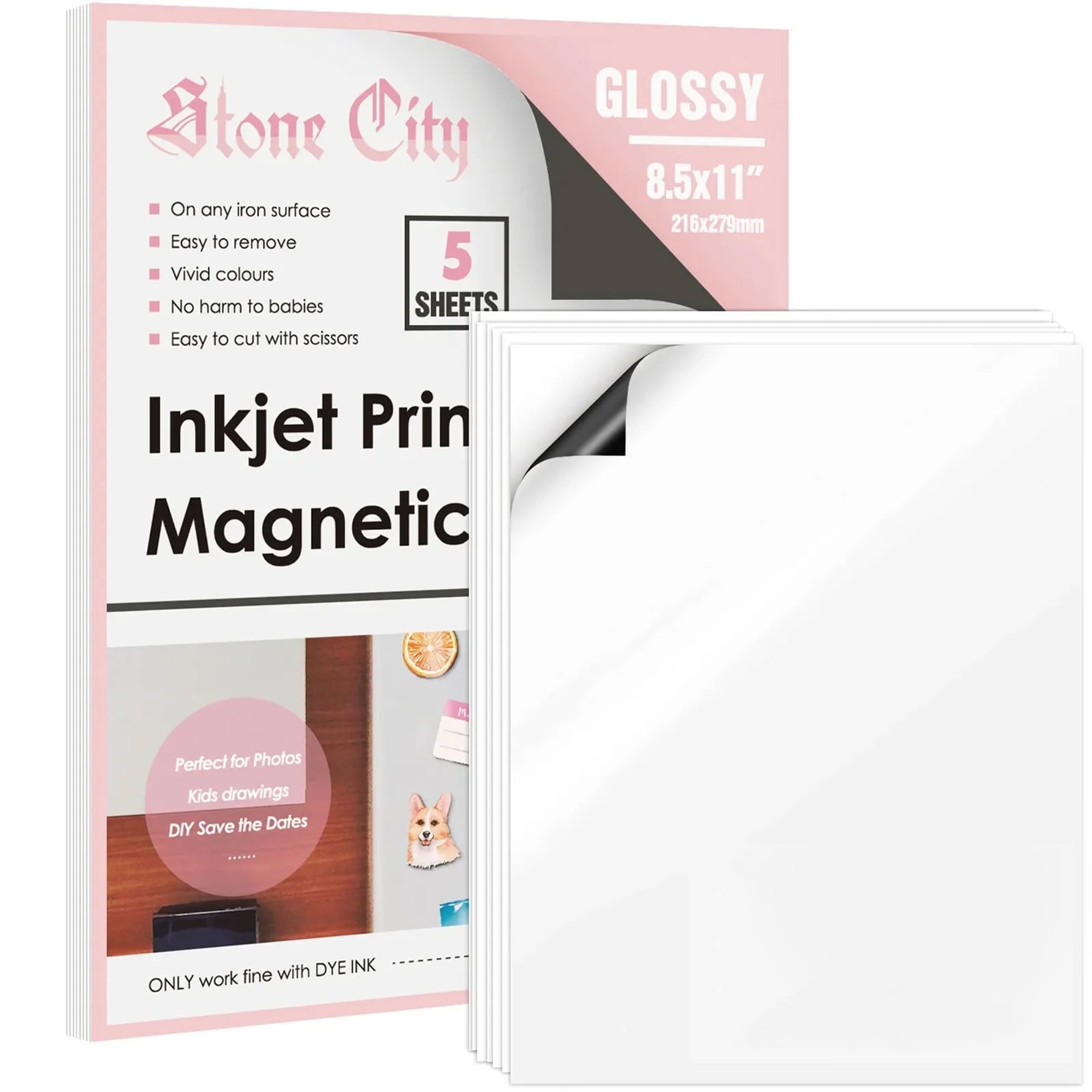 Stone City Printable Magnetic Sheets 5 Sheets Magnet Photo Paper 8.5x11 ...