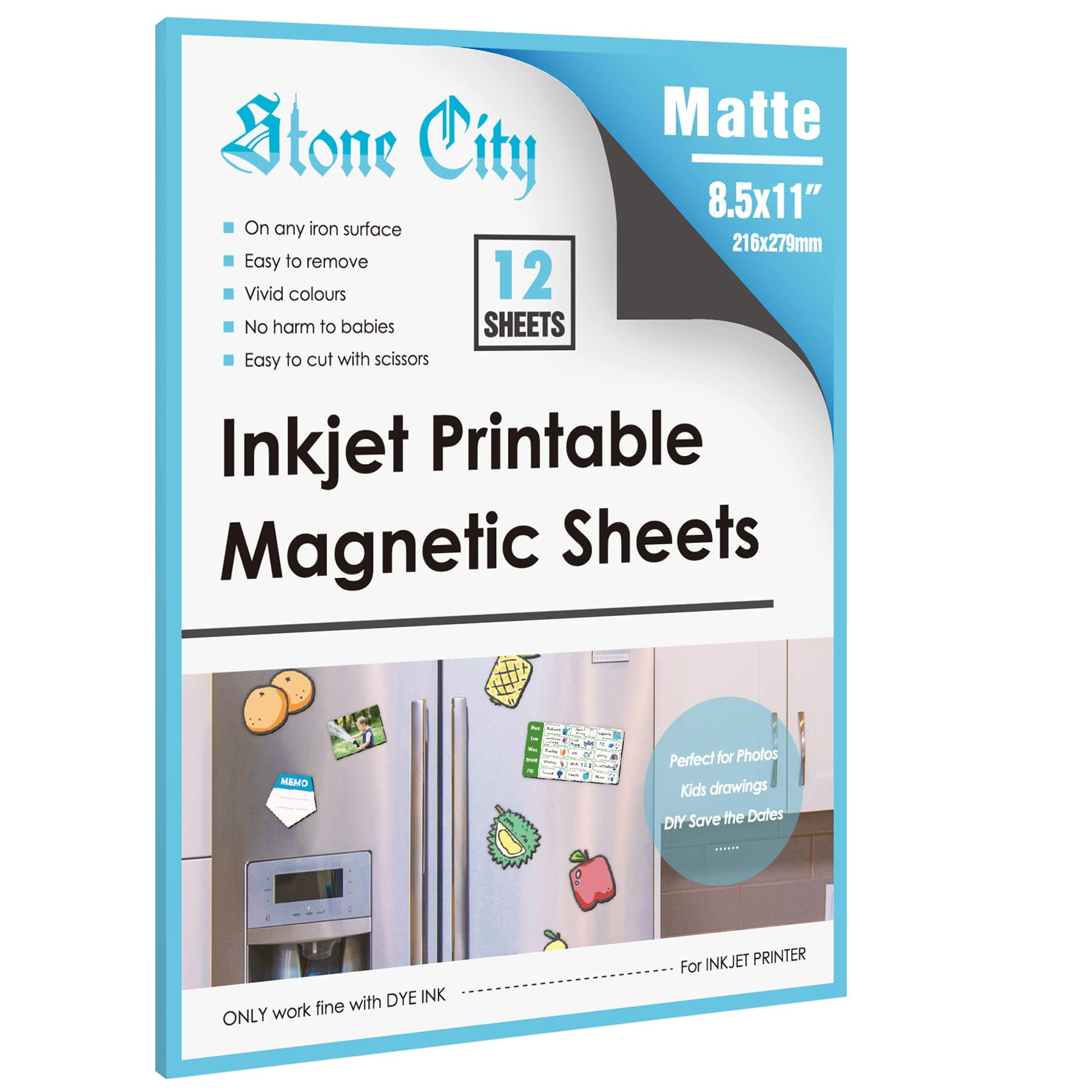 Stone City Printable Magnetic Sheets 8.5x11 Inch, 12 Sheets Matte ...