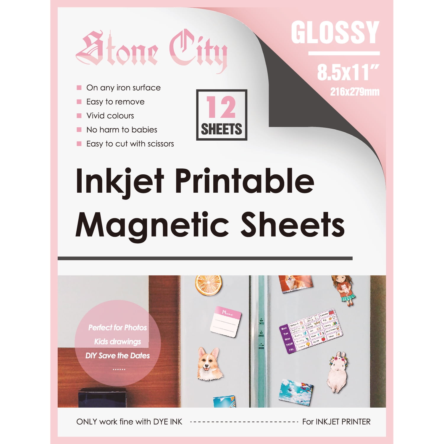 Stone City Glossy Magnetic Photo Paper, 8.5x11, 12Mil, 12 Pack ...