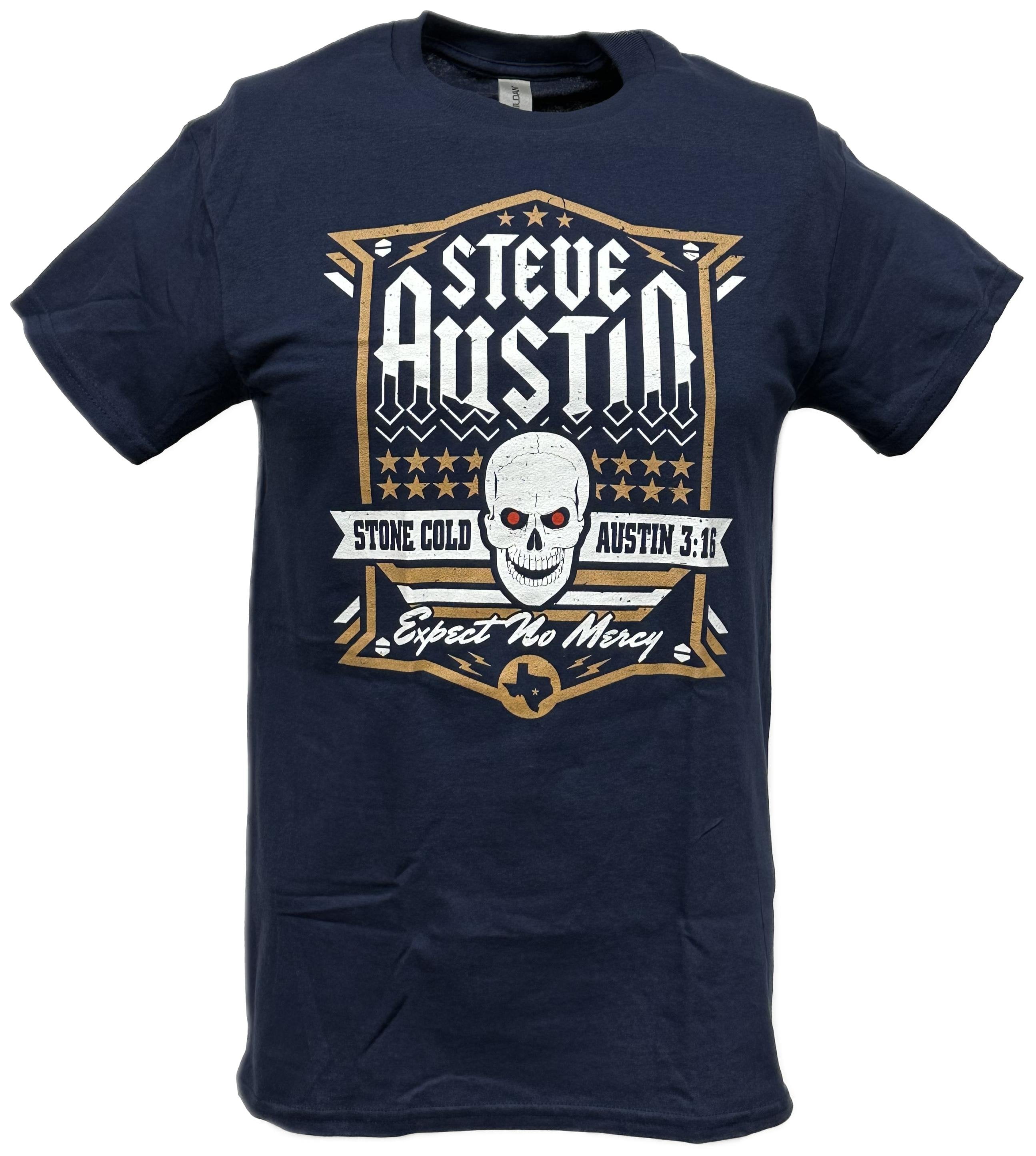 Stone Cold Steve Austin Expect No Mercy Navy Blue T-shirt - Walmart.com