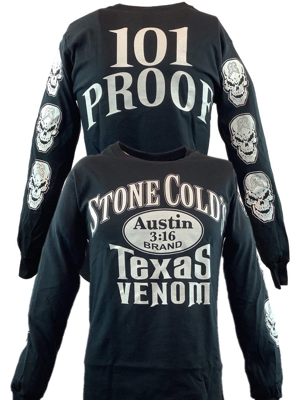 Stone Cold Steve Austin Long Sleeve Texas Venom 101 Proof Mens T-shirt ...