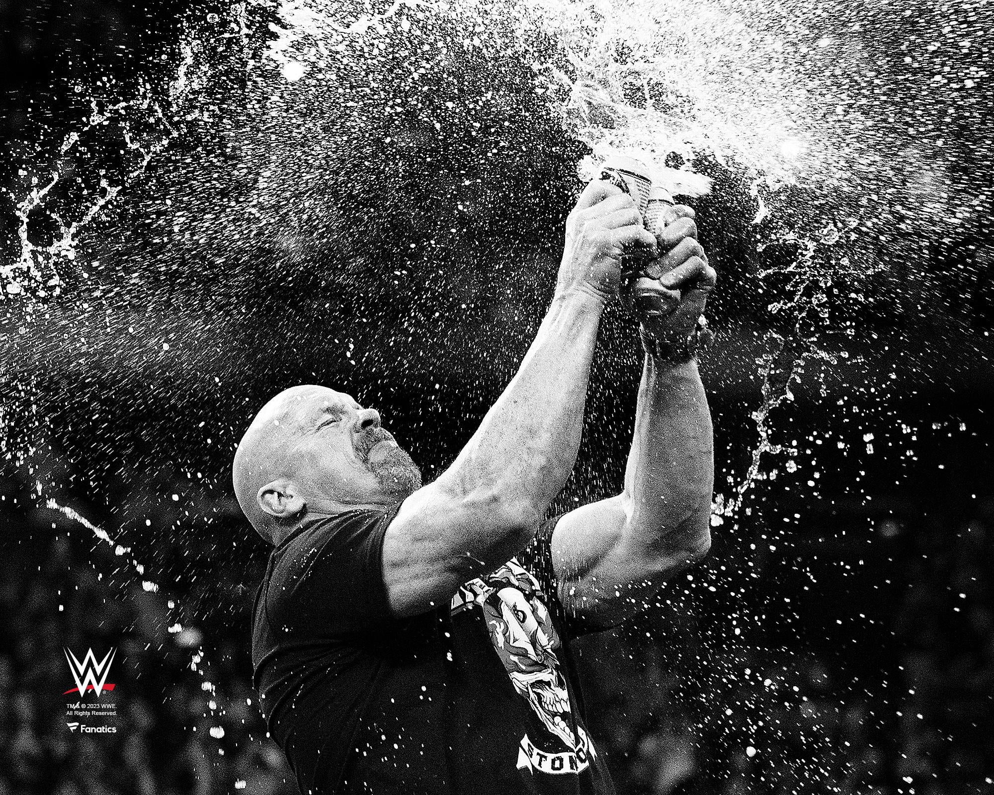 Stone Cold" Steve Austin WWE Unsigned Black and White/Beer Splash ...