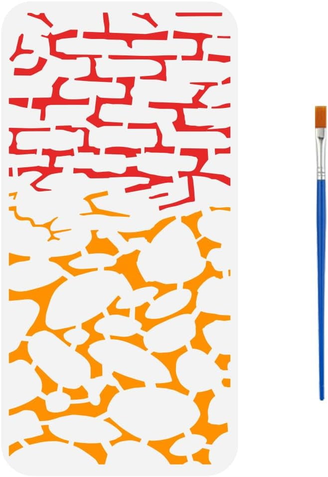 Stone Crackle Painting Stencil with 1 Pc Plastic Paint Brush 11.8x5 ...