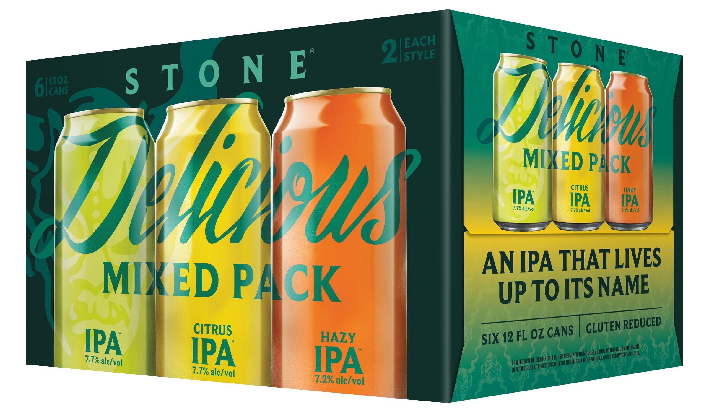 Stone Delicious Mixed IPA Craft Variety Beer, 12 fl oz, 6 Pack Aluminum ...