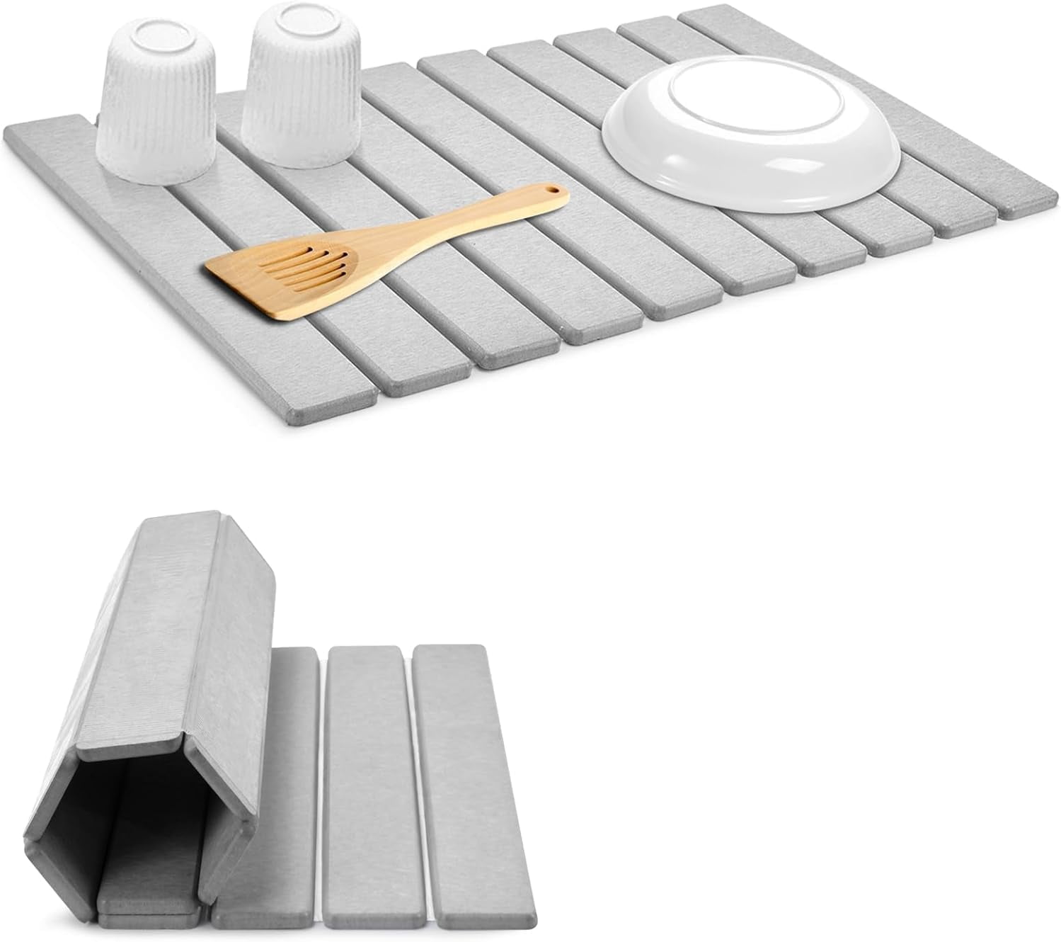 Stone Dish Drying Mat for Kitchen Counter – Collapsible 24"(L)×16 (W ...