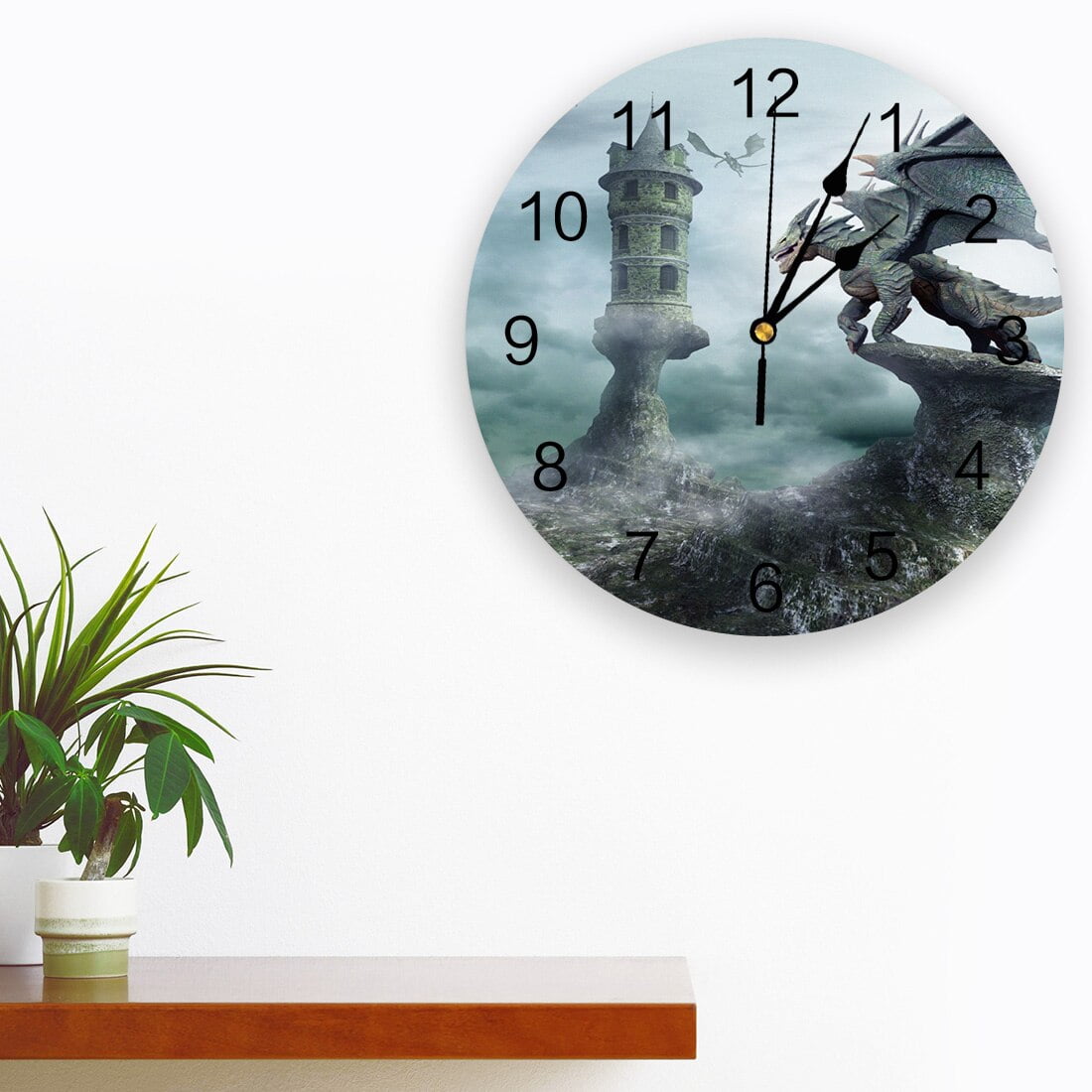 Stone Dragon Living Room Clock Wall Round Clocks Home Bedroom Kitchen ...