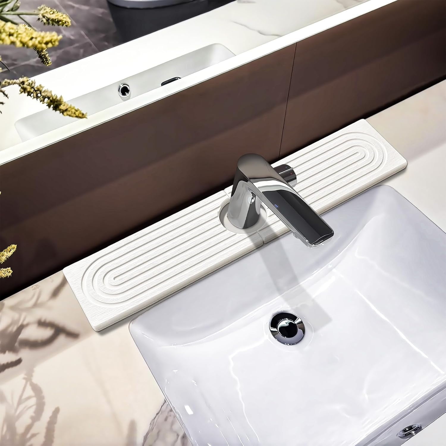 Stone Faucet Mat For Kitchen , 15.7" Long Kitchen Faucet Absorbent Mat ...