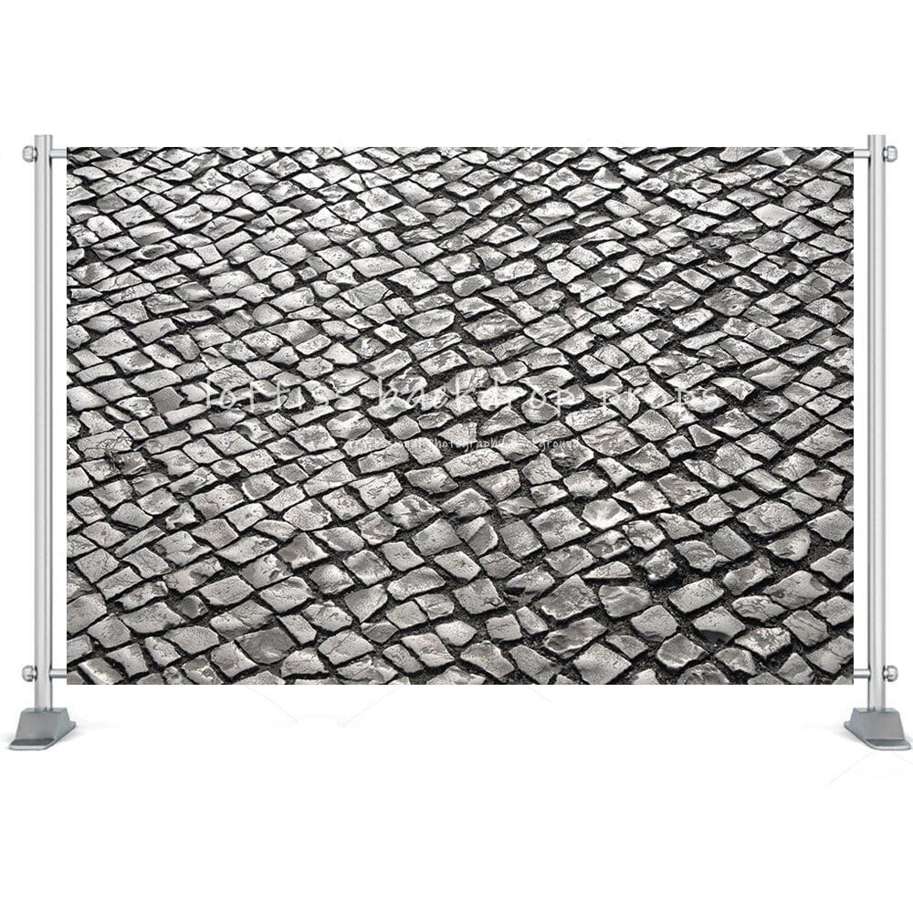 Stone Floor Backdrop Brick Road Photography Texture Design Black White ...
