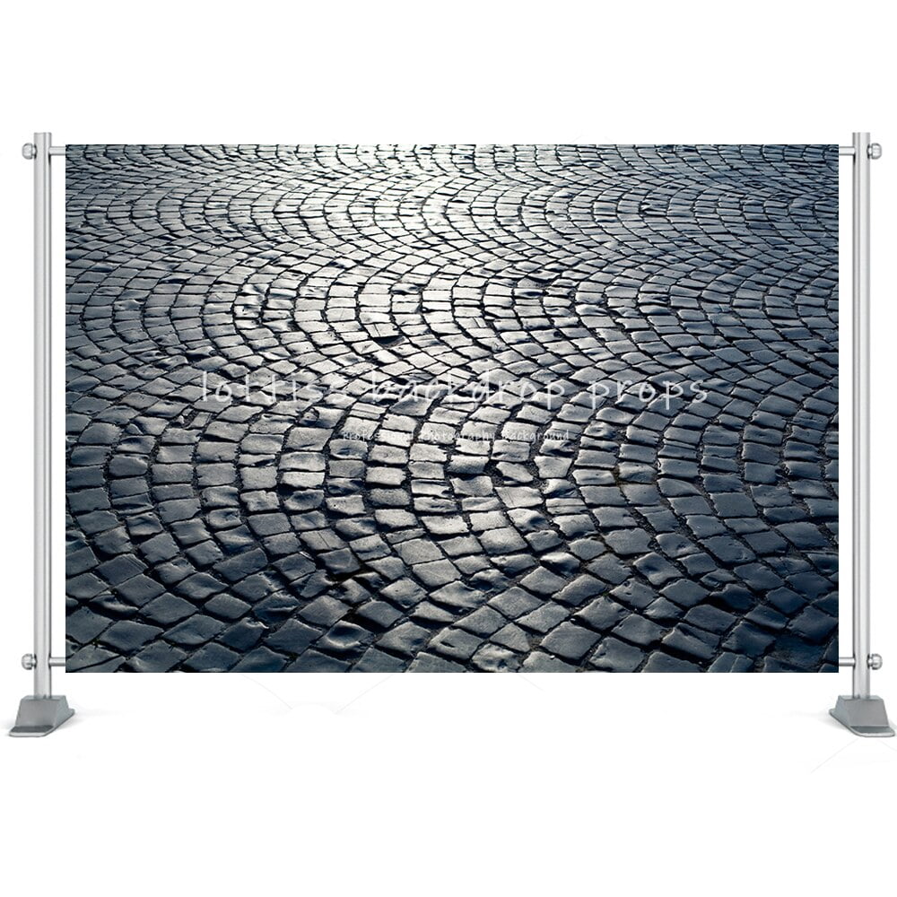 Stone Floor Backdrop Brick Road Photography Texture Design Black White ...